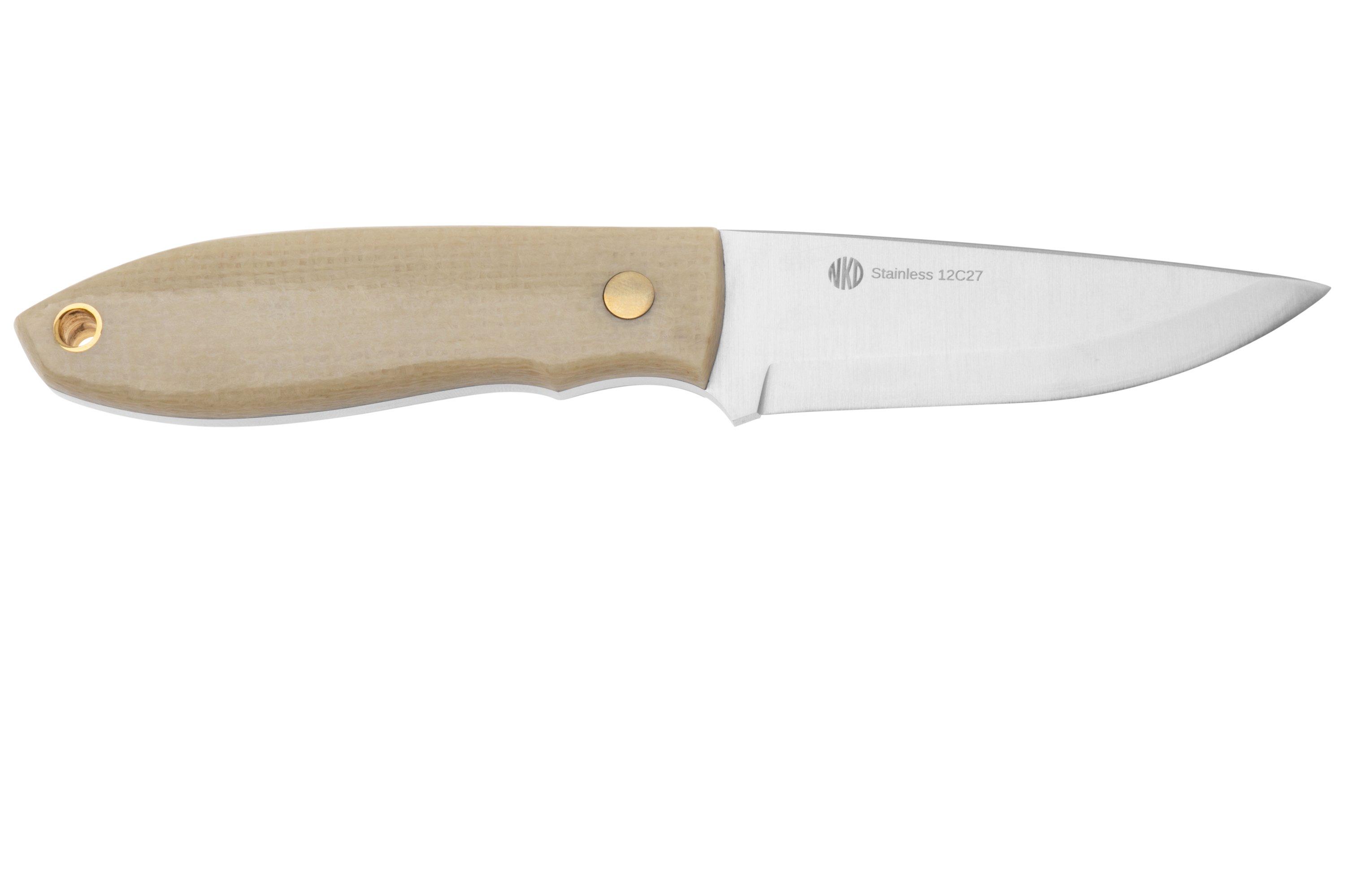 Nordic Knife Design Lizard 75 2038 Scandi, Ecru Canvas Micarta ...