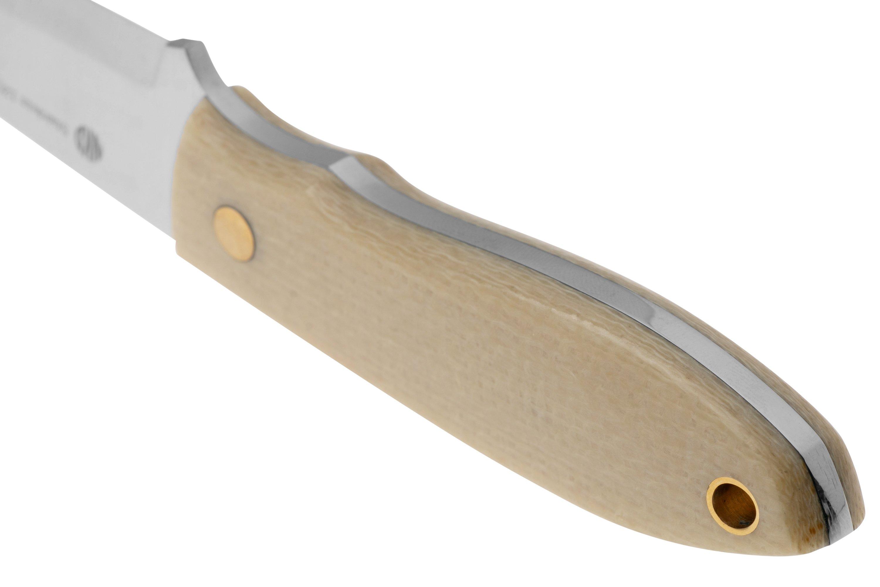 Nordic Knife Design Lizard 75 2038 Scandi, Ecru Canvas Micarta ...