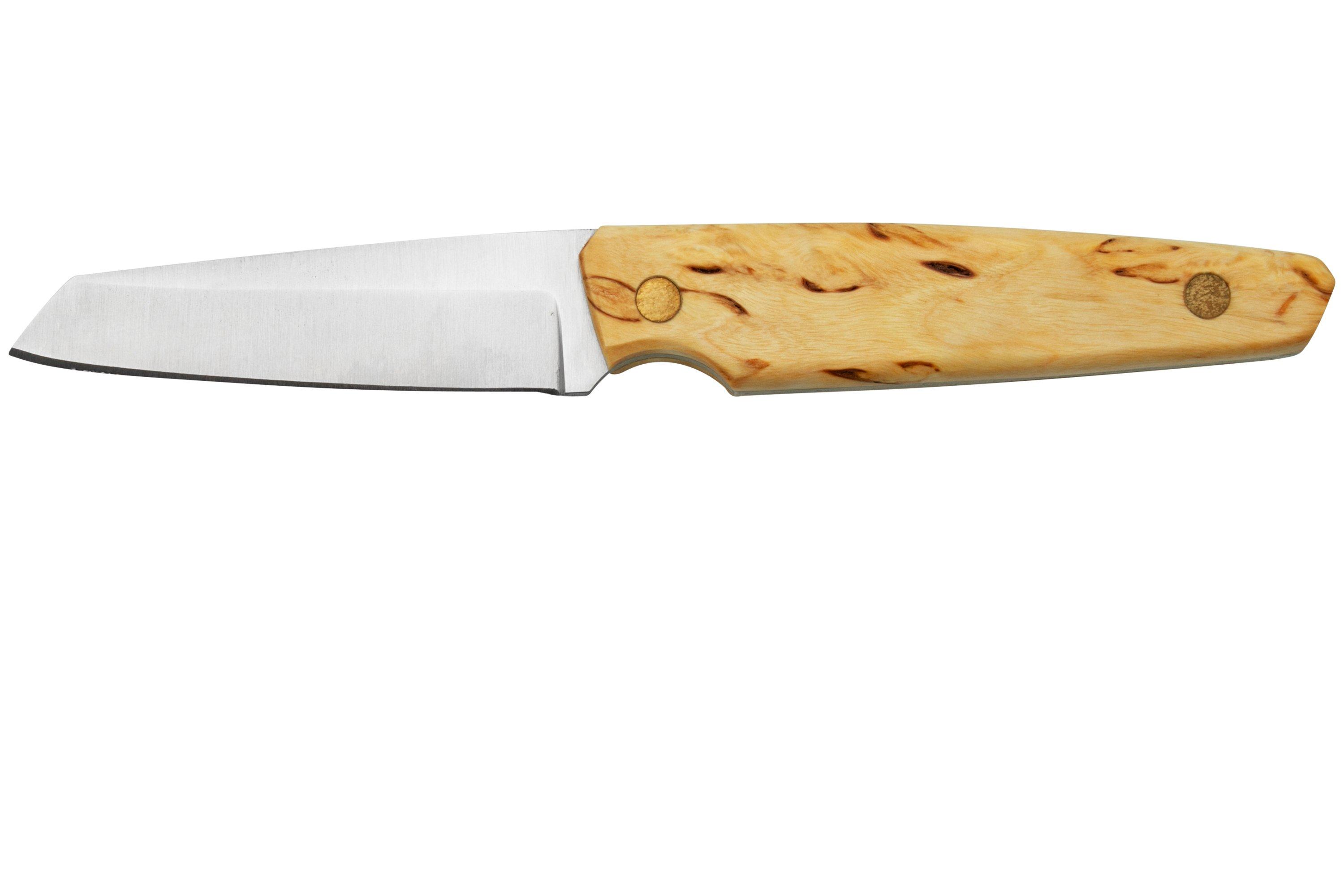 Nordic Knife Design Wharncliffe 80 2080, Curly Birch fixed knife ...