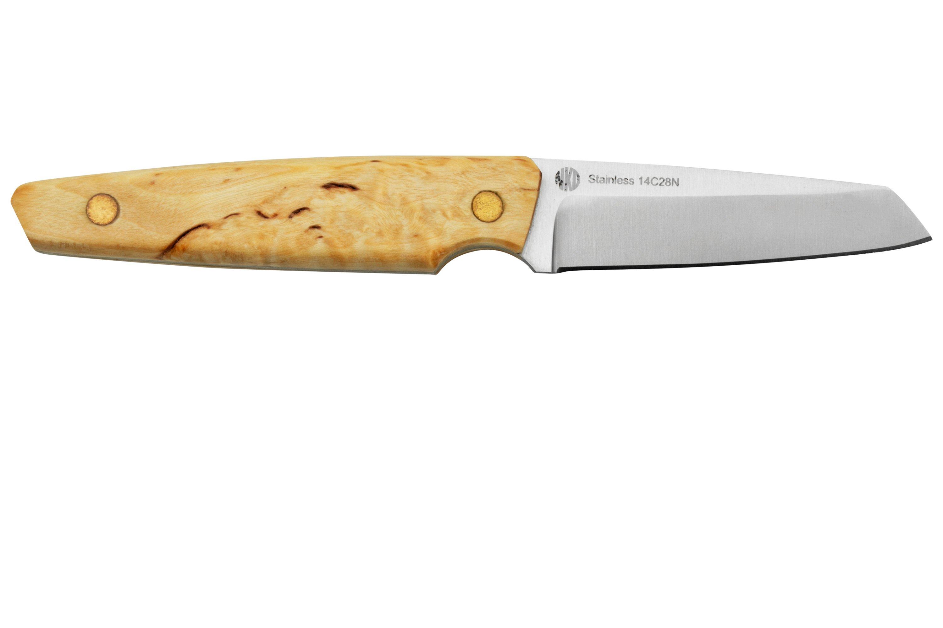 Nordic Knife Design Wharncliffe 80 2080, Curly Birch fixed knife ...