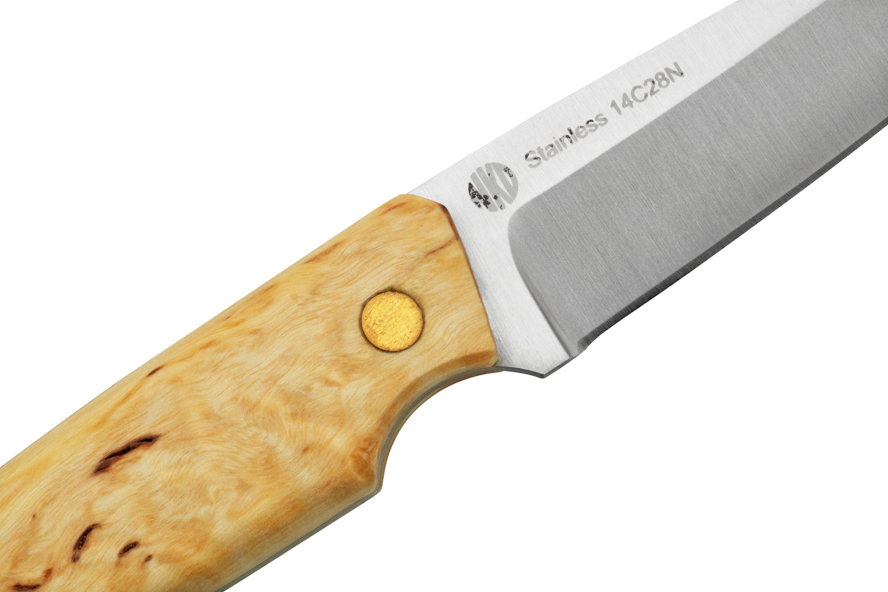 Nordic Knife Design Wharncliffe 80 2080, Curly Birch fixed knife ...