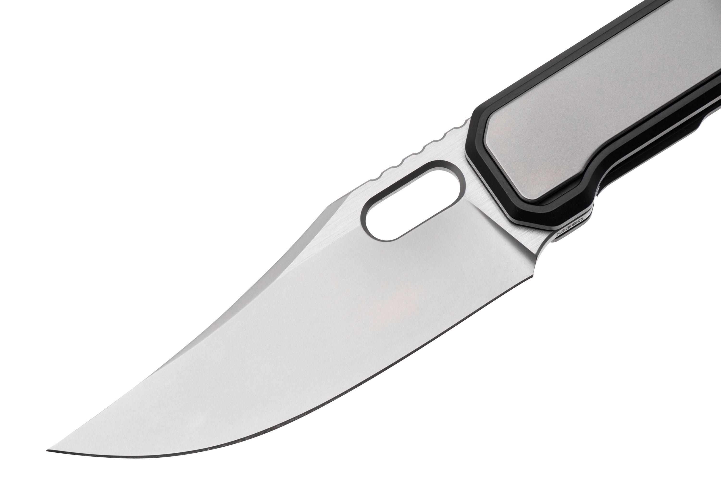 OC Knives MT-30 MT-3008 Bead Blasted M390, Grey Titanium Inlays, navaja ...