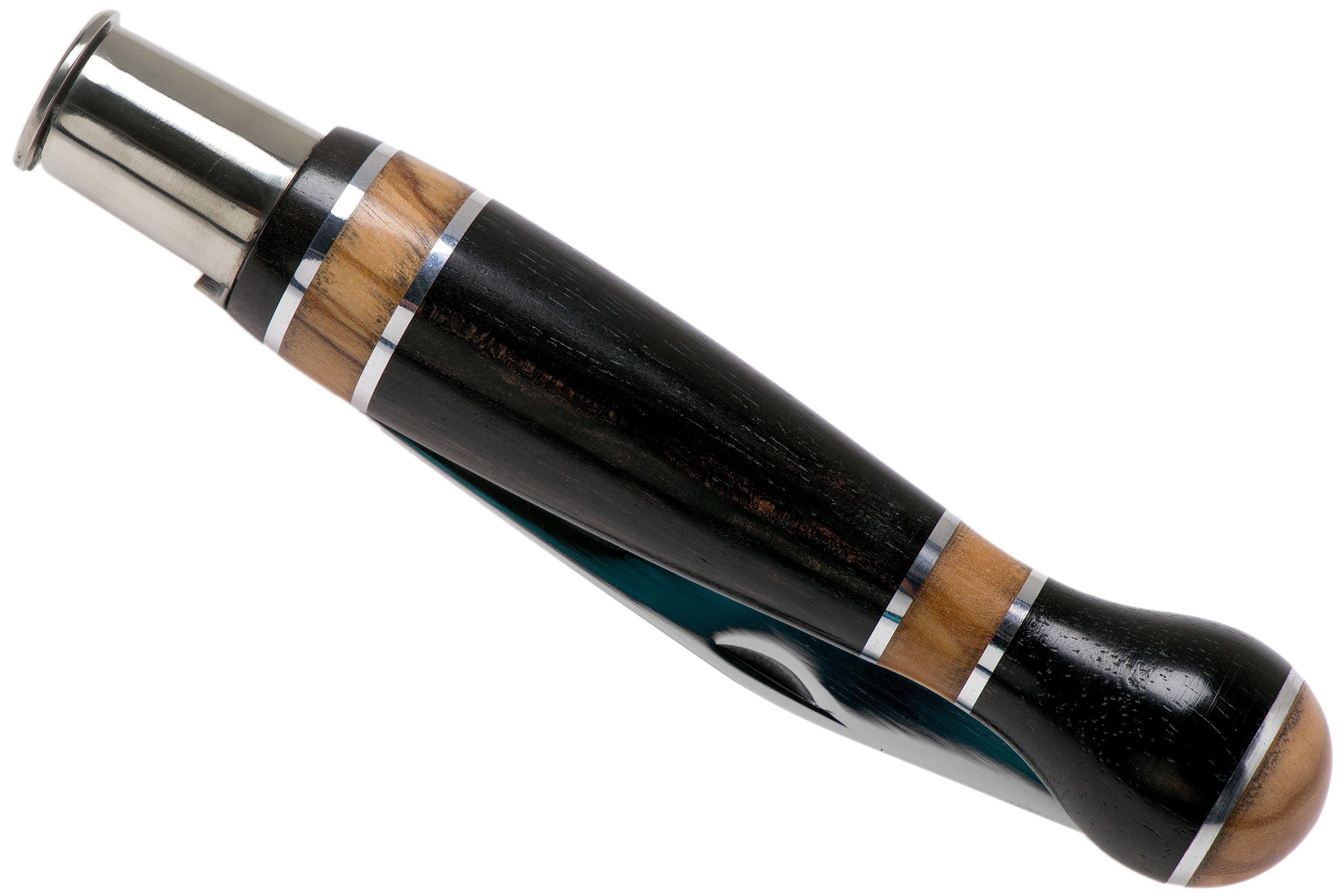 Nontron No. 25 Nickel Silver Turning Ferrule, Marquetry Ebony Olivewood ...
