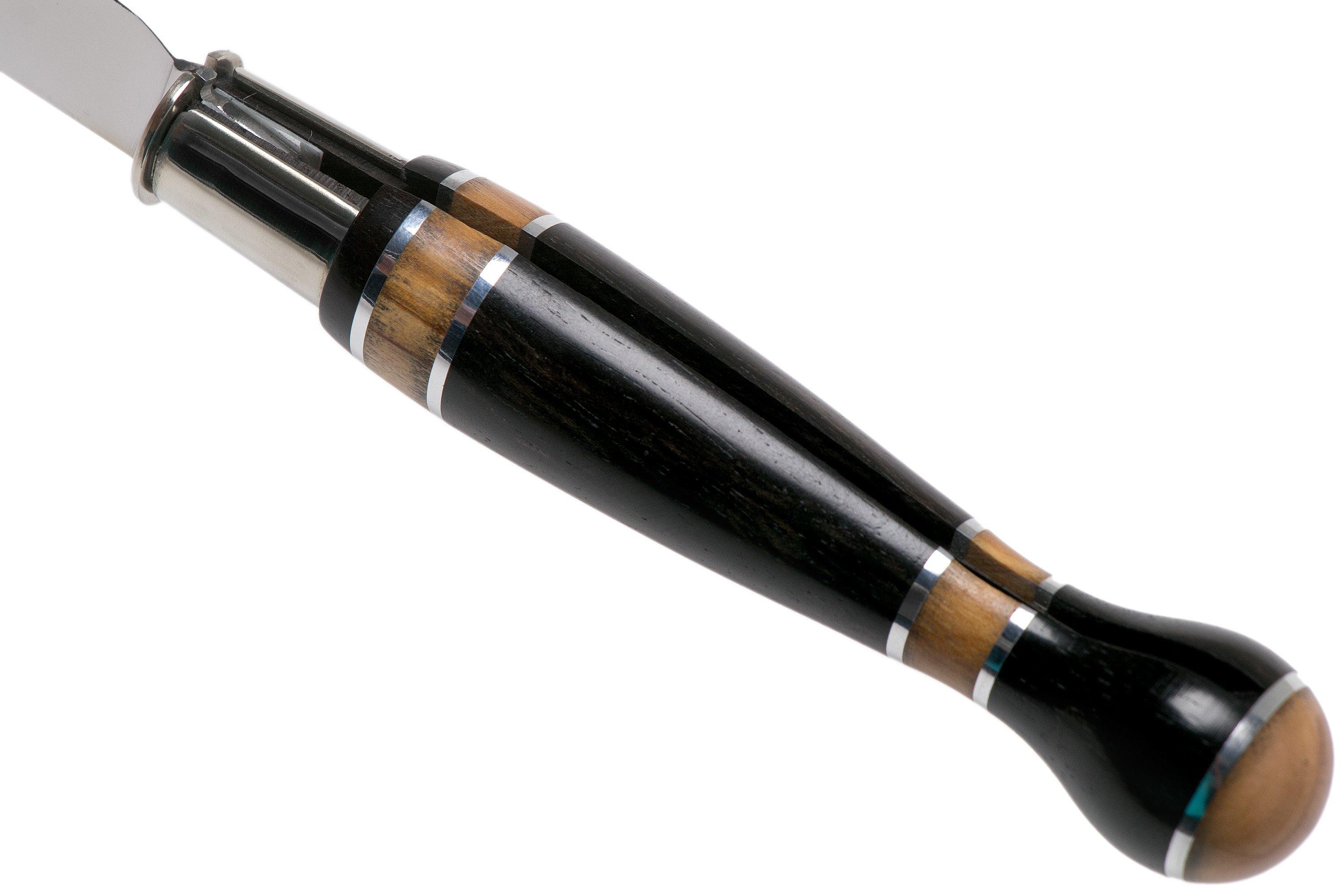 Nontron No. 25 Nickel Silver Turning Ferrule, Marquetry Ebony Olivewood ...