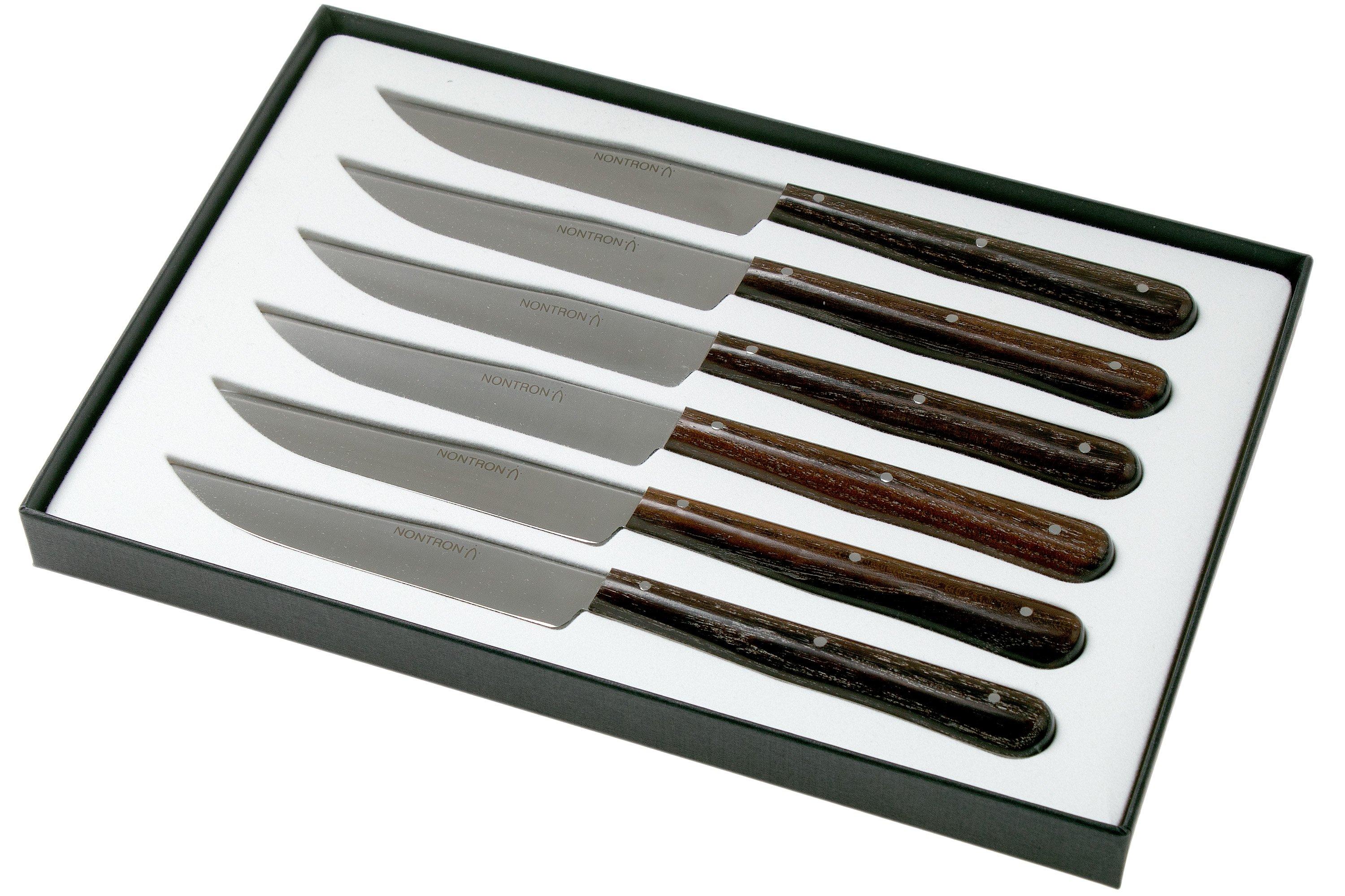 Nontron Traditional 6-piece steak knife set ash wood, T6OFFRD ...