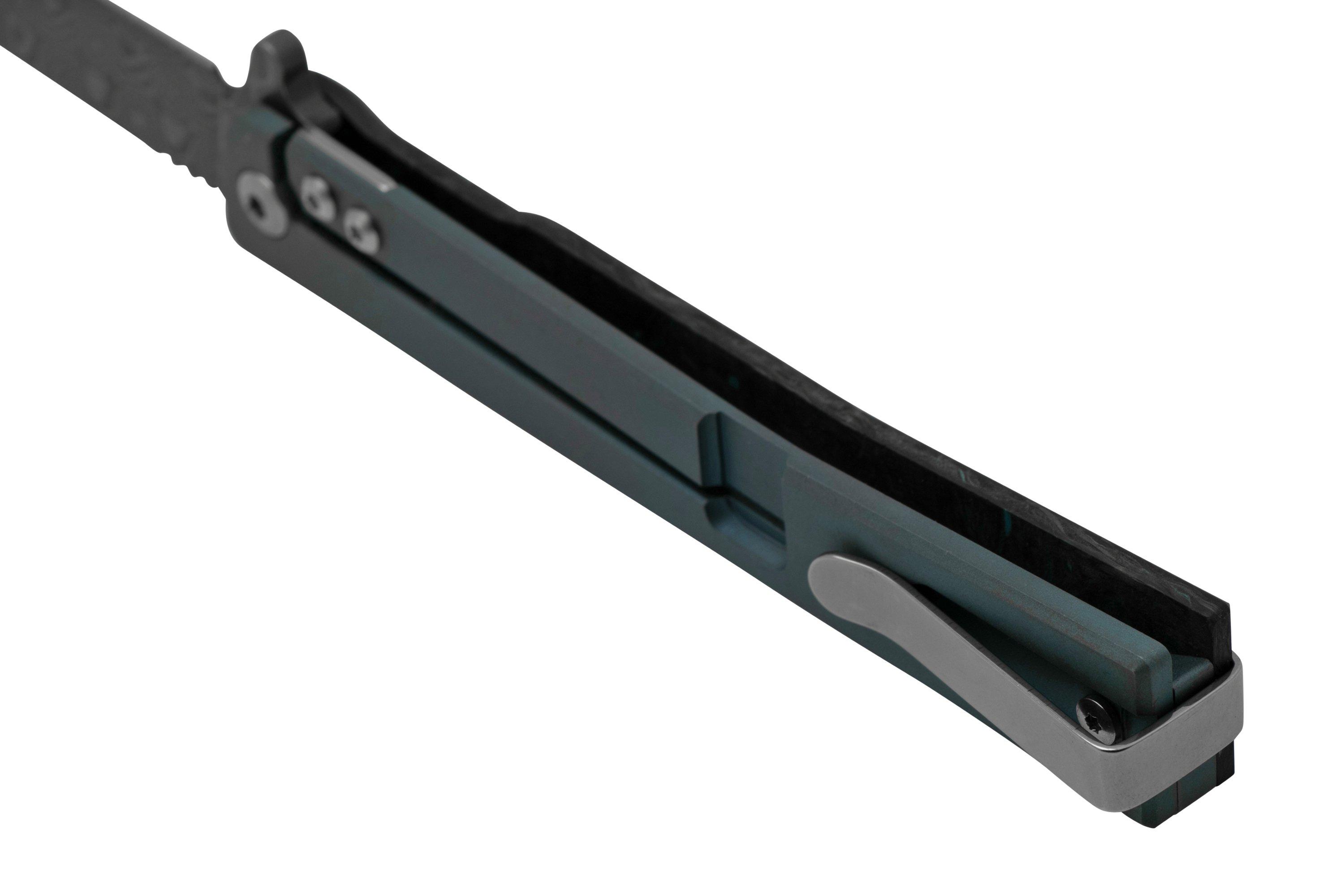 Ocaso Solstice Damascus 10IFB Fat Carbon Dark Matter Blue, coltello da ...