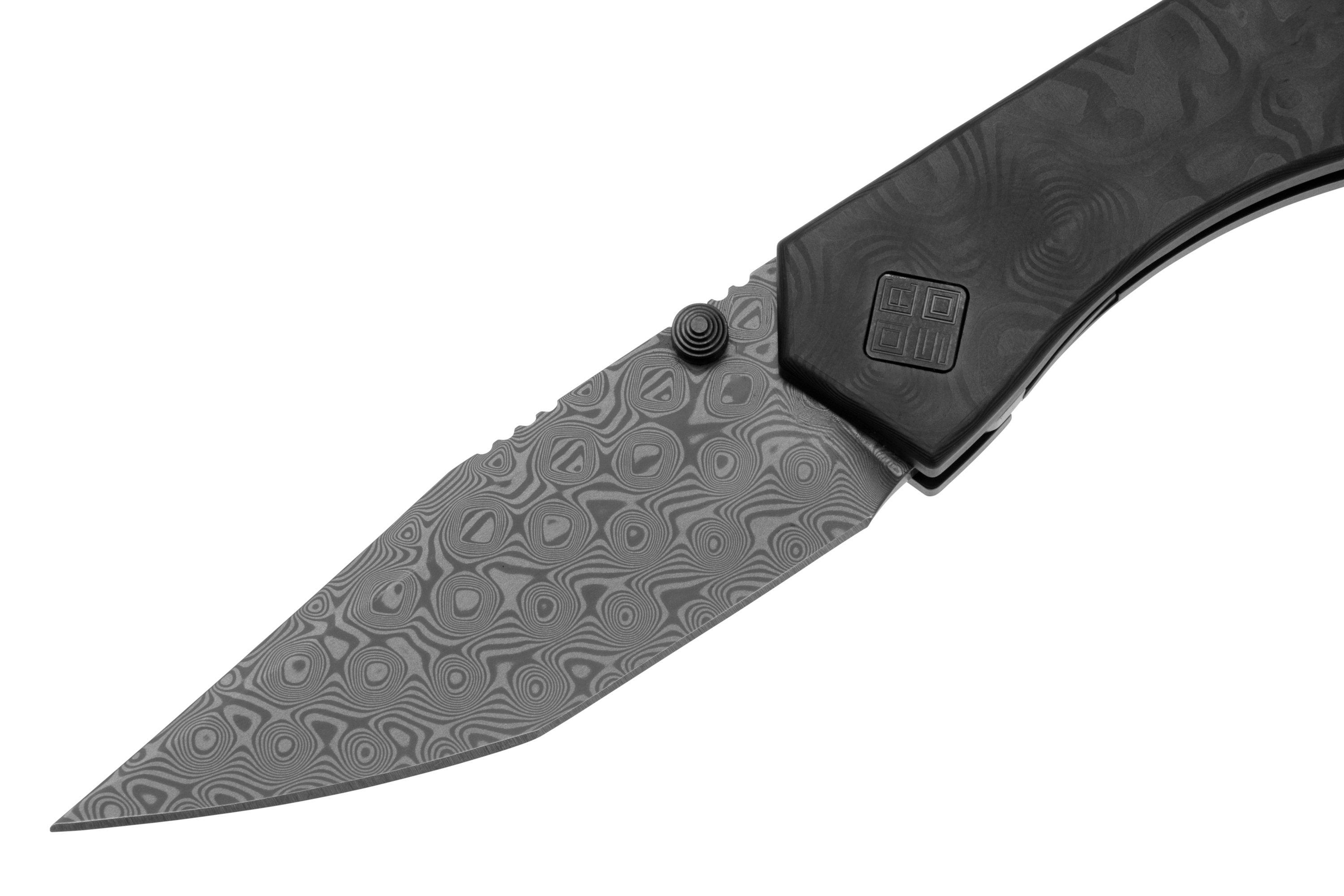 Ocaso Delos 12IBK Damascus Steel, Black Dunes Fatcarbon, pocket knife ...