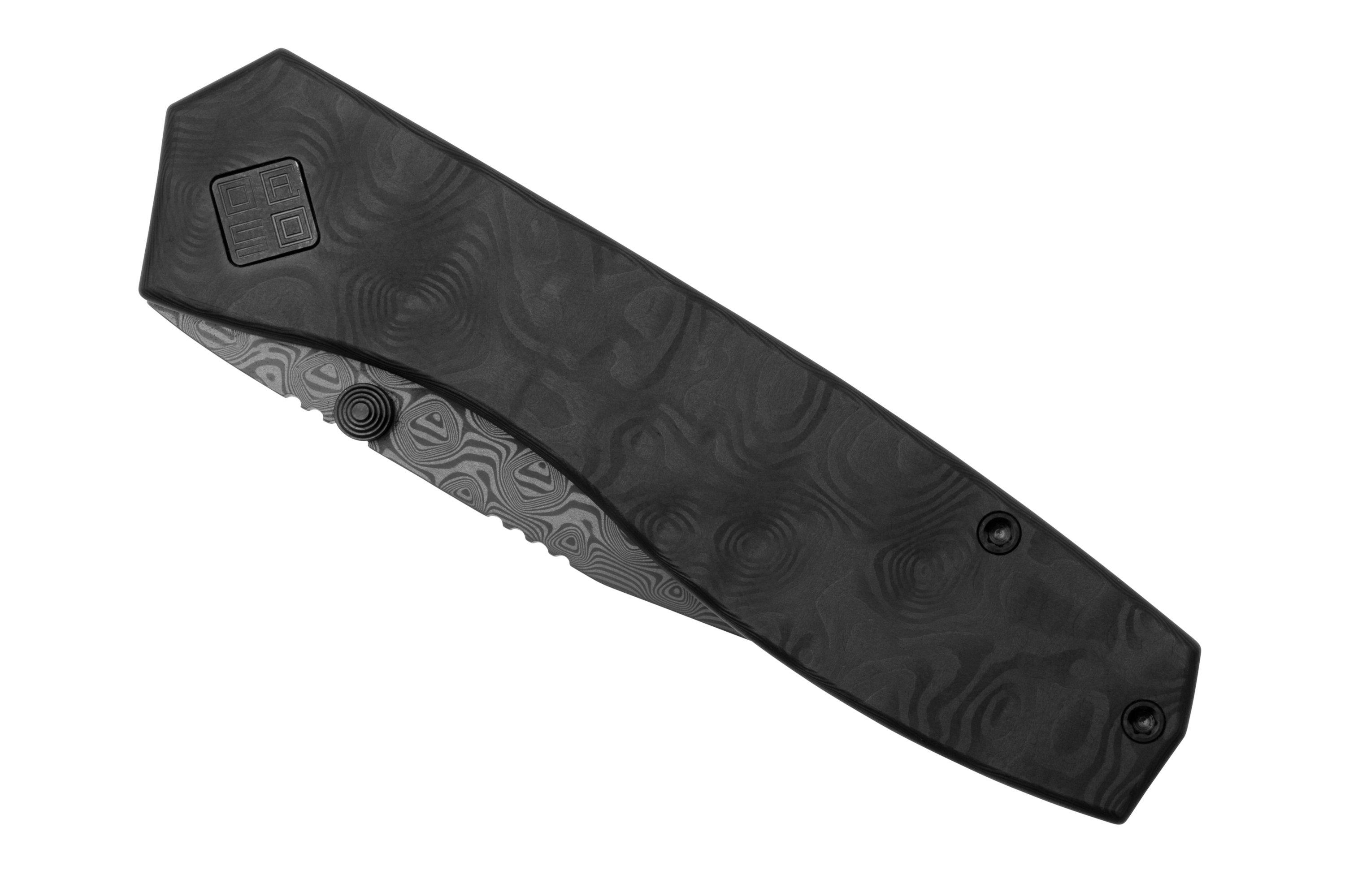 Ocaso Delos 12IBK Damascus Steel, Black Dunes Fatcarbon, pocket knife ...