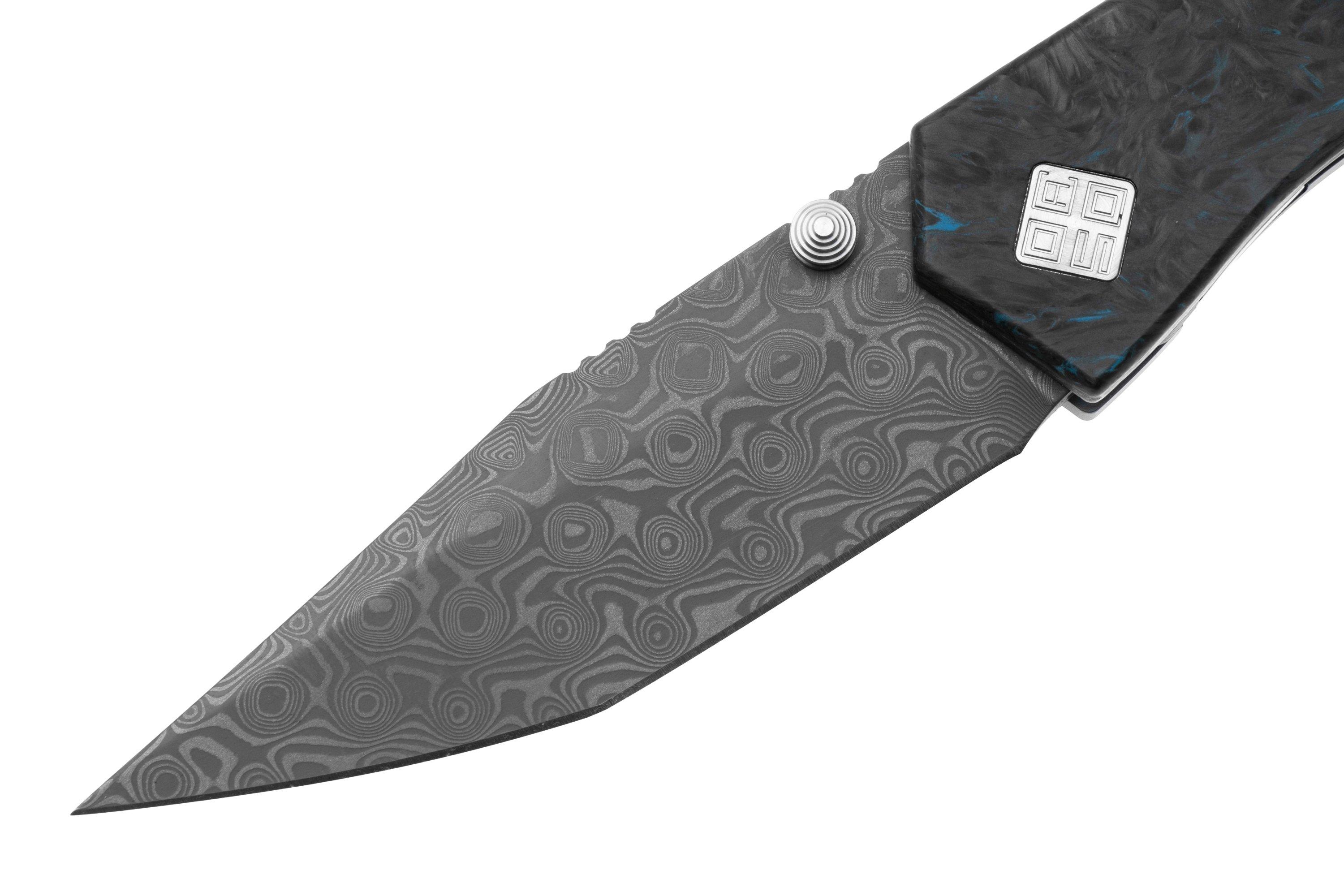 Ocaso Delos 12IBL Damascus Steel, Dark Matter Blue Fatcarbon, zakmes ...