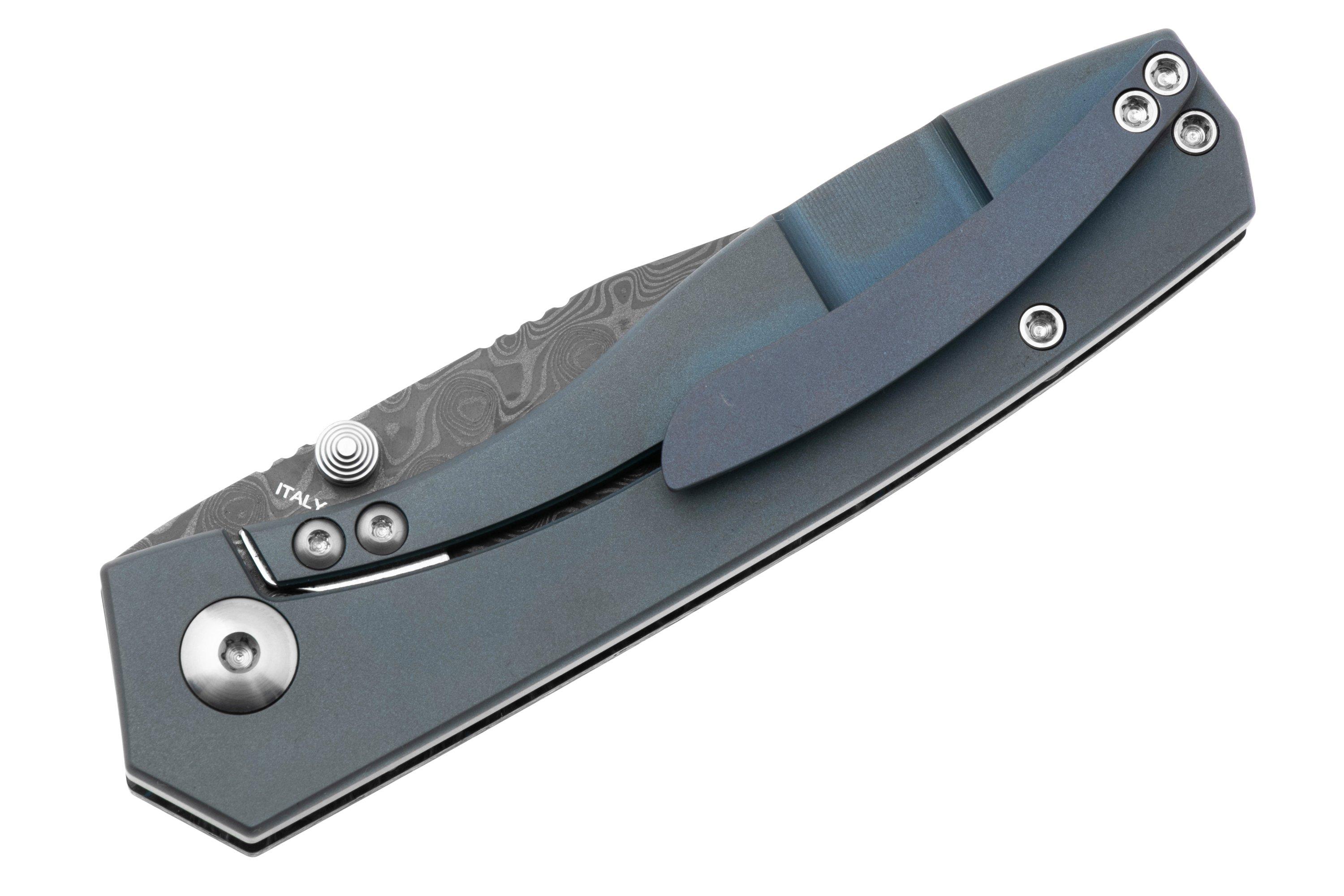 Ocaso Delos 12IBL Damascus Steel, Dark Matter Blue Fatcarbon, coltello ...