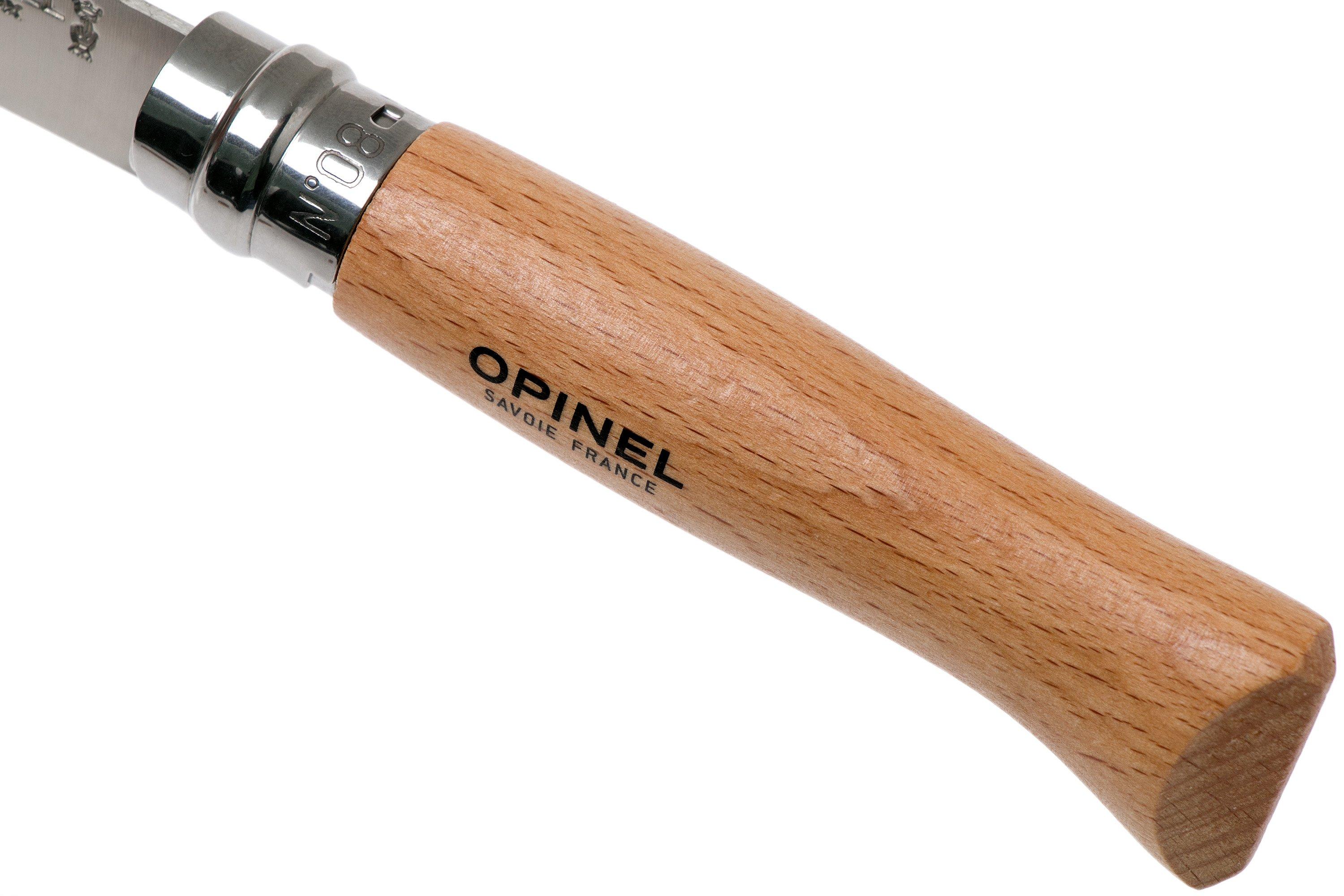 Opinel couteau de poche No. 8 Classic, Inox, avec étui en cuir, hêtre ...