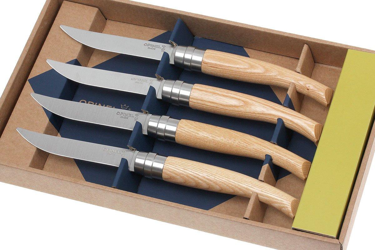 Opinel 4-pc steak knife set, ash wood | Advantageously shopping at ...