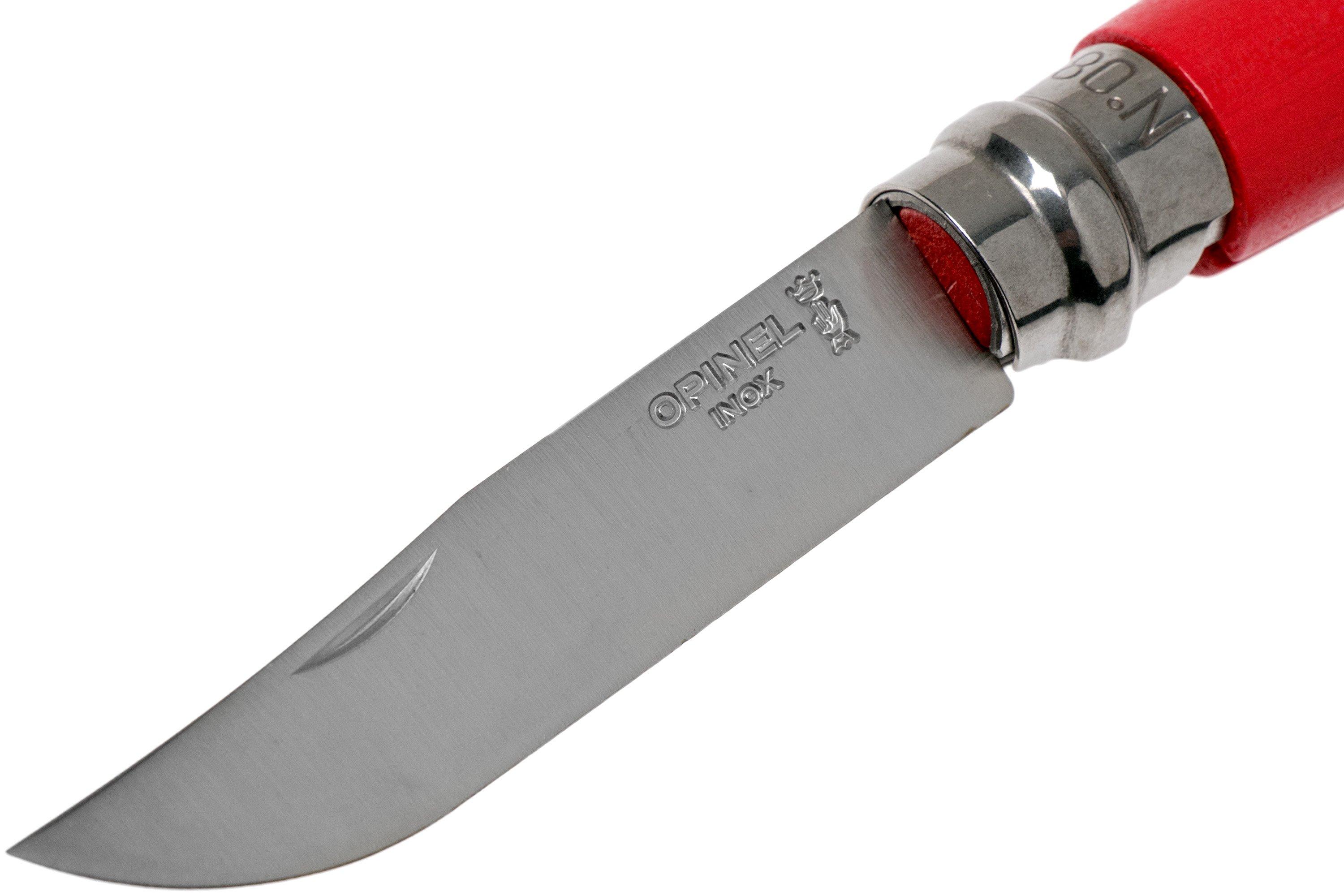 Opinel pocket knife No. 08RV Red, stainless steel, blade length 8.5 cm ...