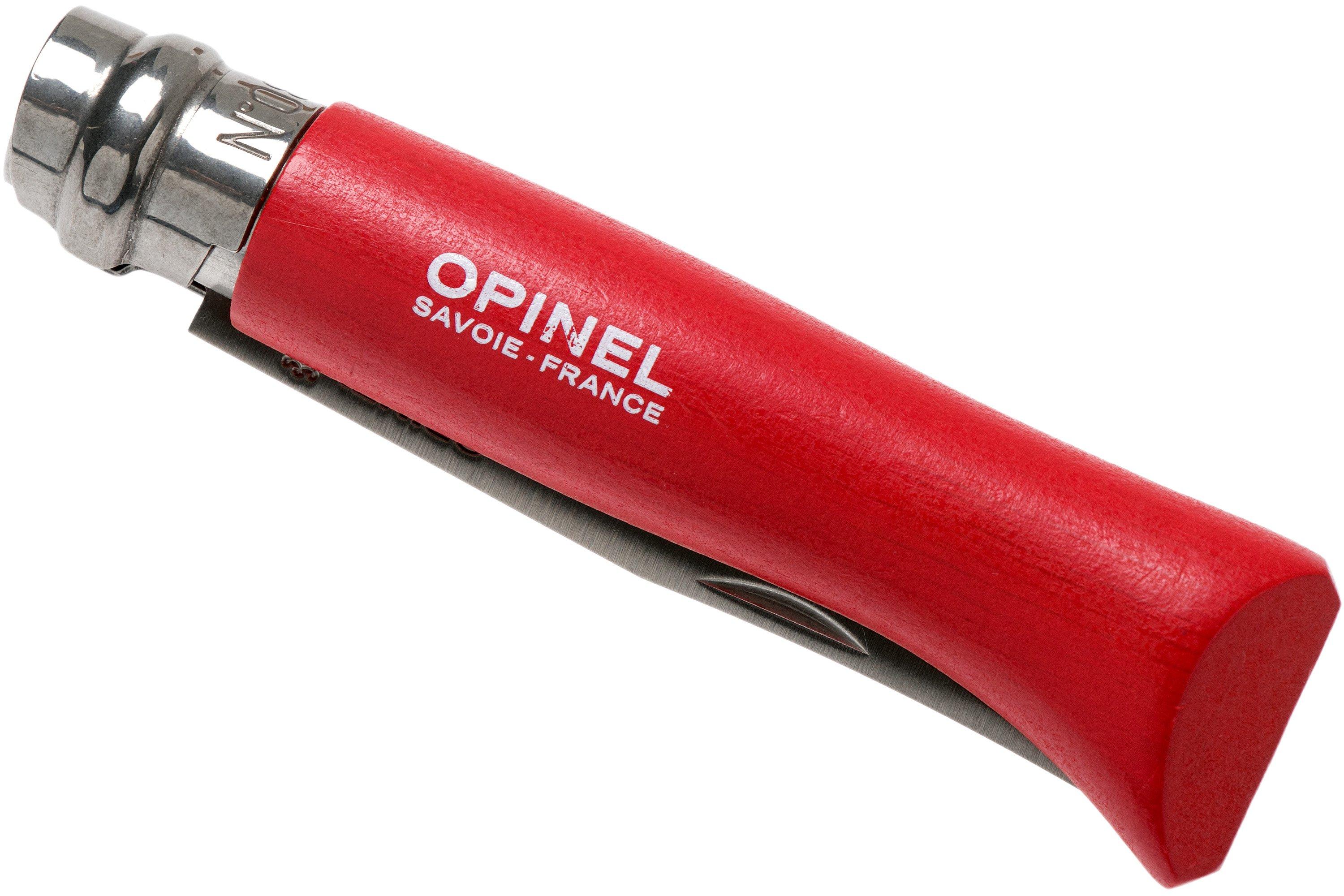 Opinel pocket knife No. 08RV Red, stainless steel, blade length 8.5 cm ...