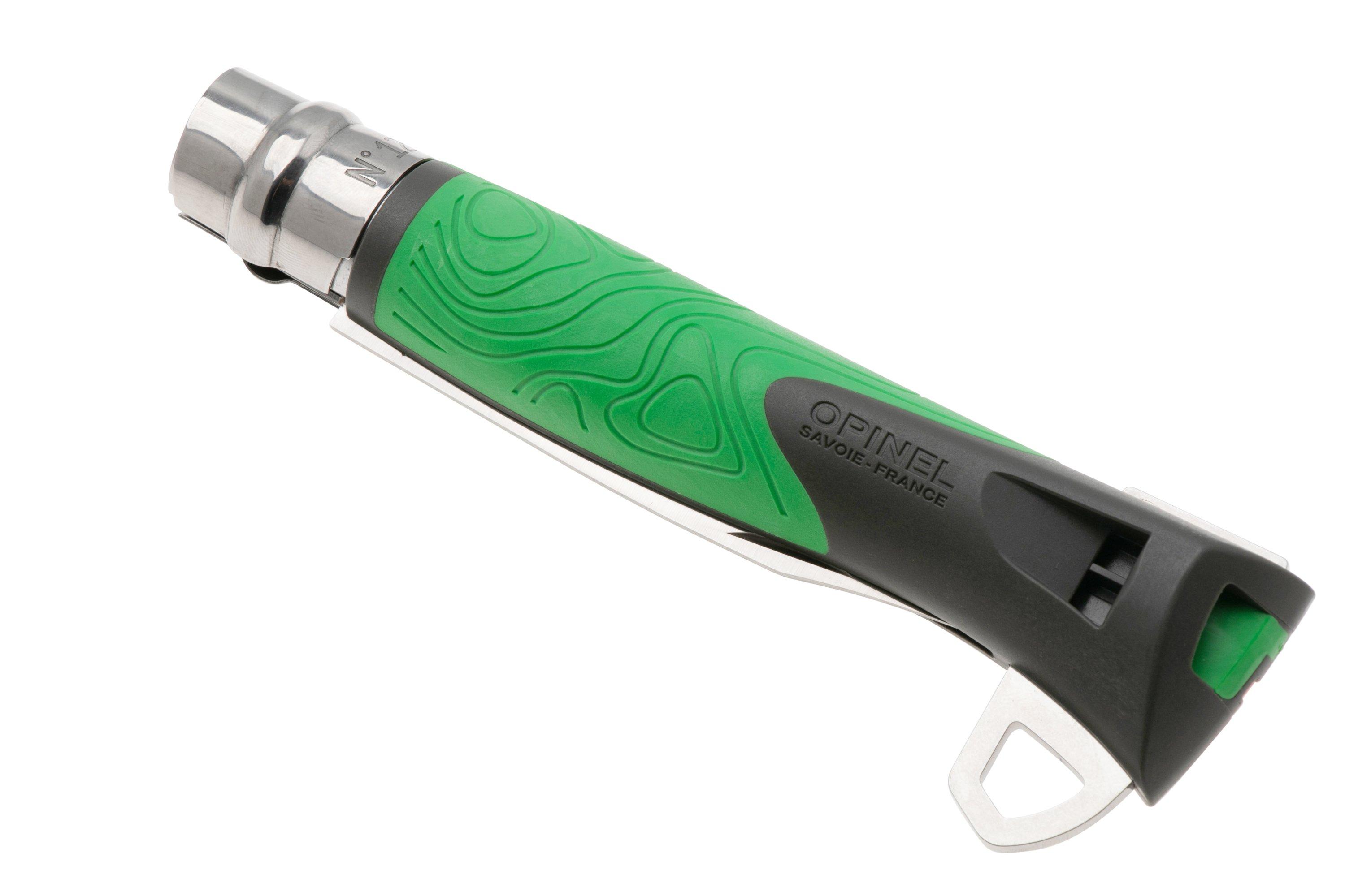 Opinel No. 12 Explore 002489 Green, bushcraft pocket knife with tick ...