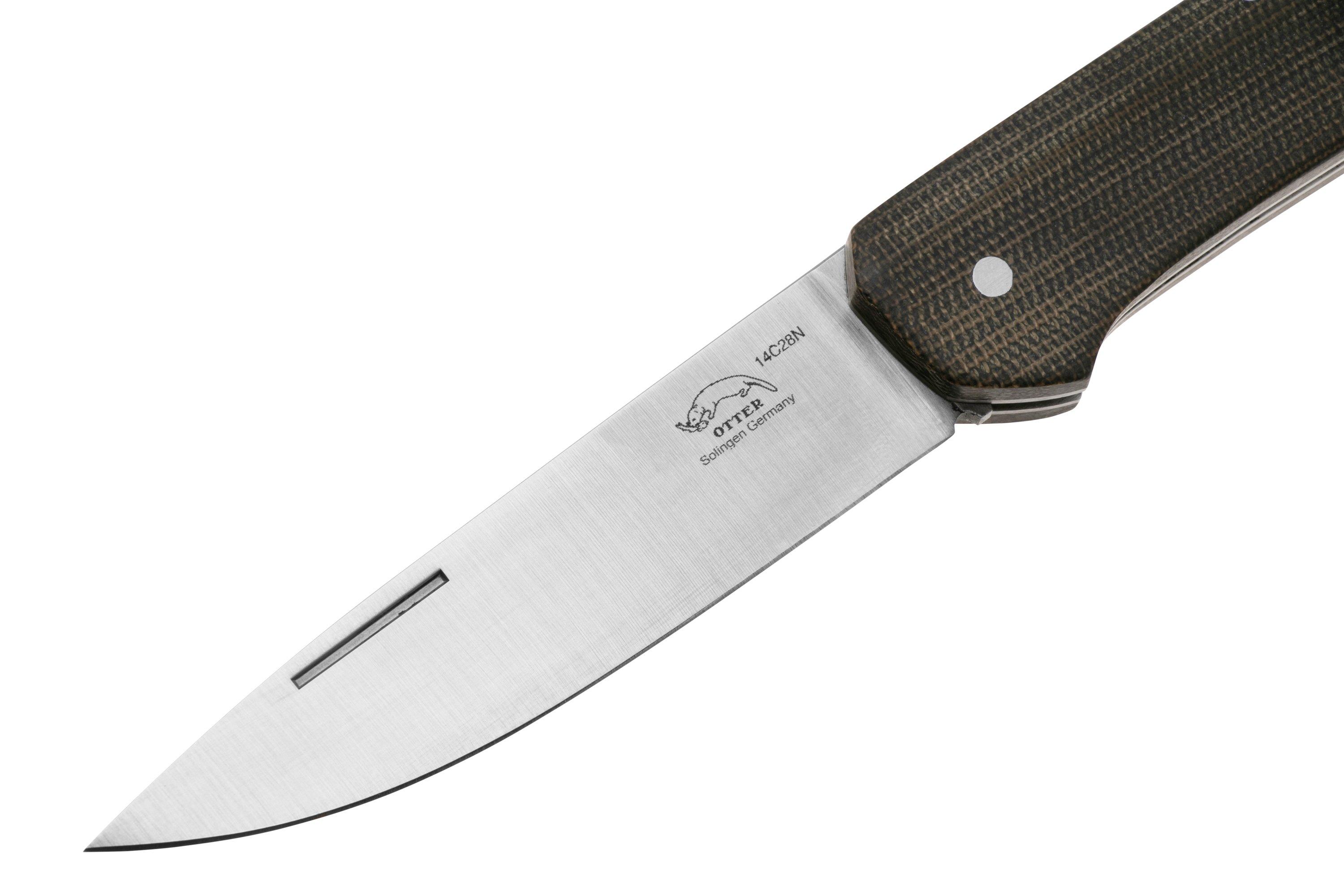 Otter FINN 155 MI GR, 14C28N, Green Micarta, pocket knife ...
