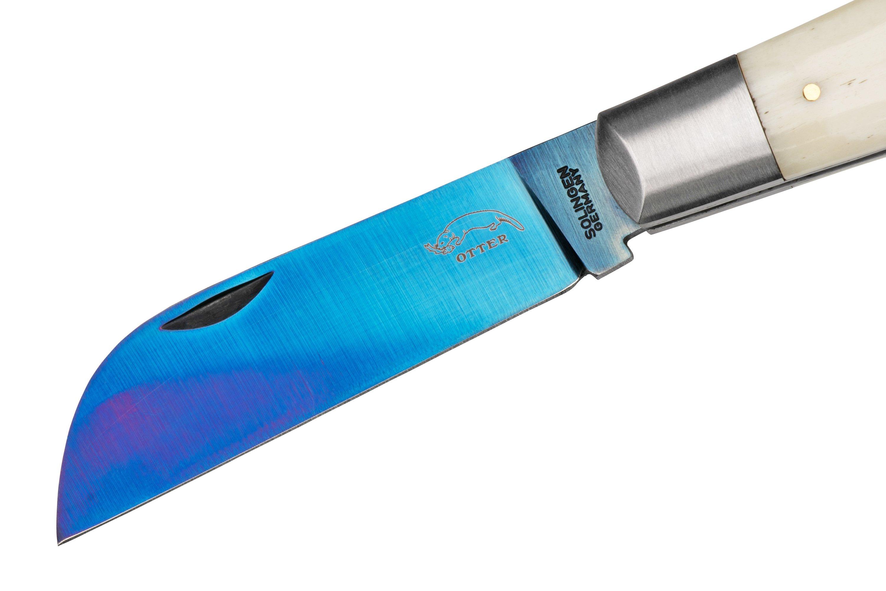 Otter Anchor Knife 173 KN m.L Large Blue Carbon, Bone, Brass Anchor ...