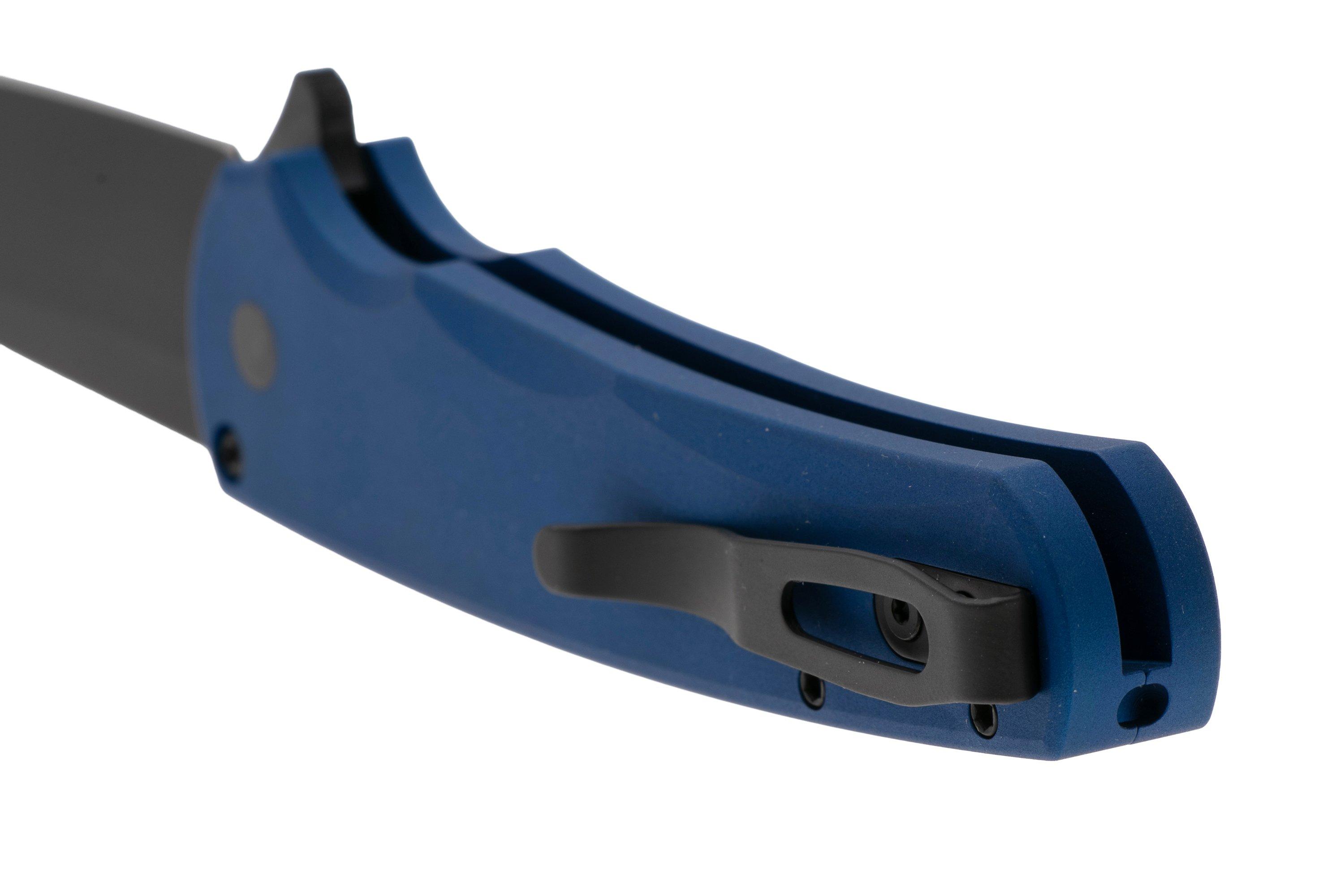 Pro-Tech Malibu 5403-BLUE, DLC MagnaCut Reverse Tanto, Blue Aluminum ...