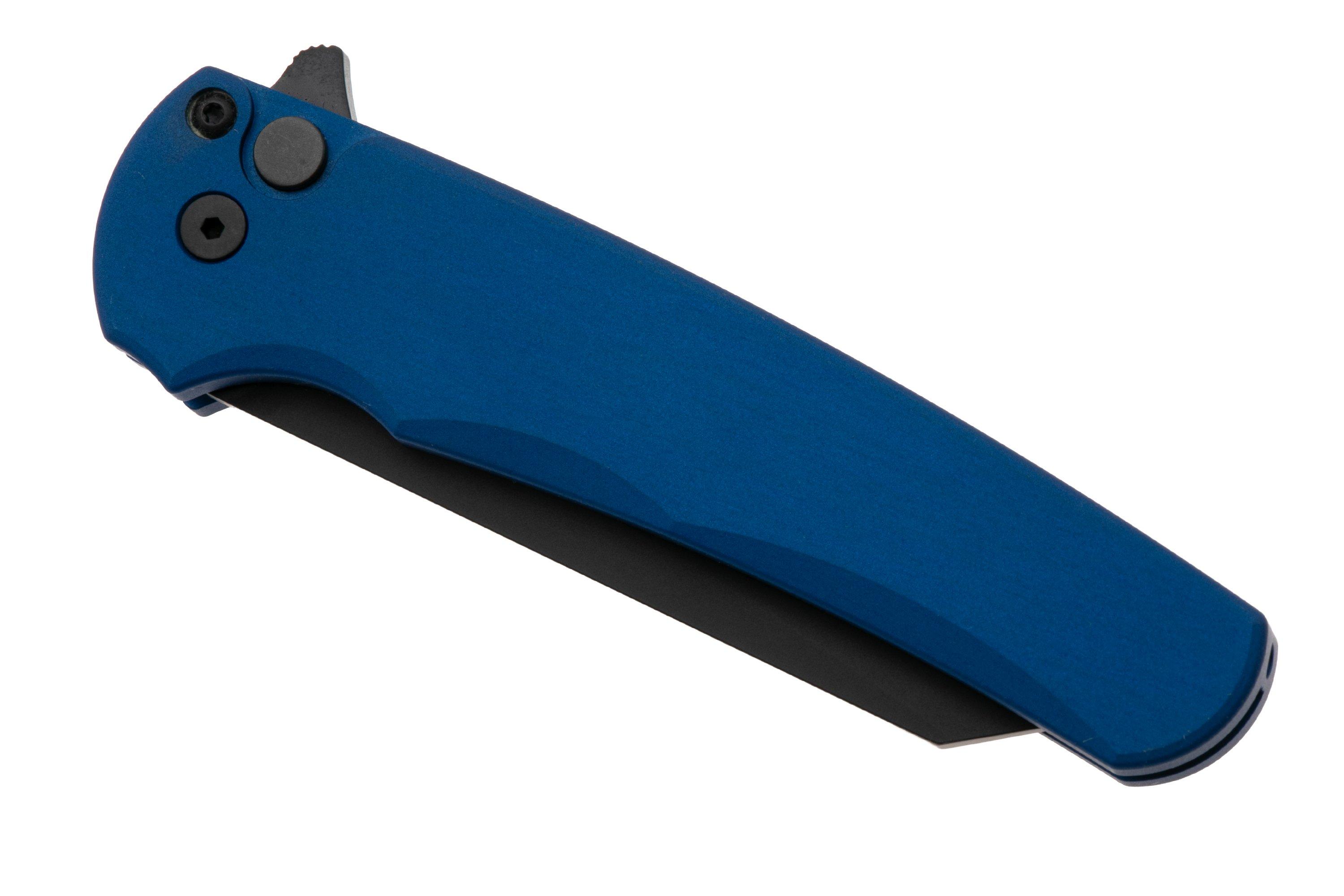Pro-Tech Malibu 5403-BLUE, DLC MagnaCut Reverse Tanto, Blue Aluminum ...