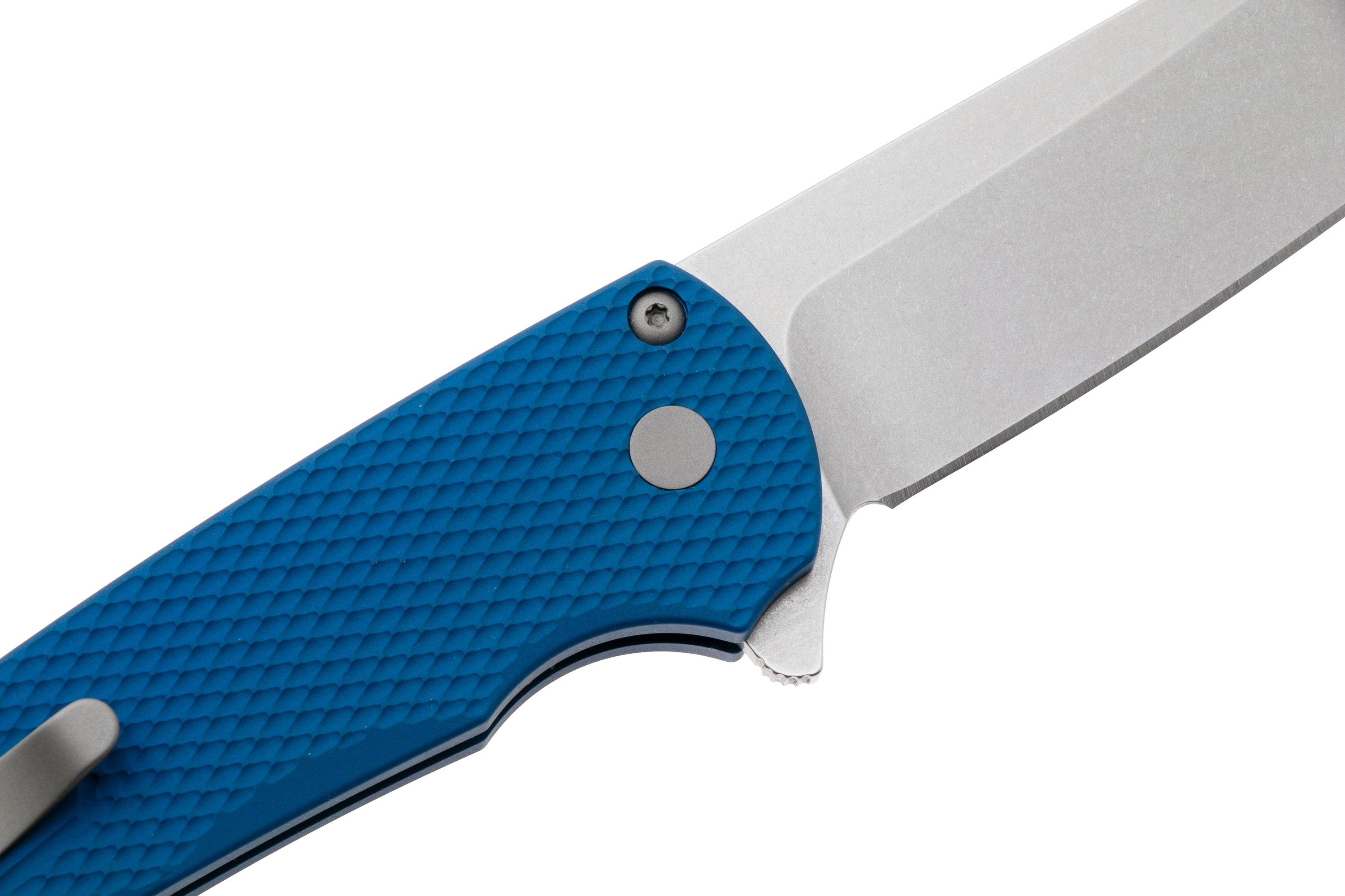 Pro-Tech Malibu 5405-BLUE, Stonewashed CPM MagnaCut, Reverse Tanto ...