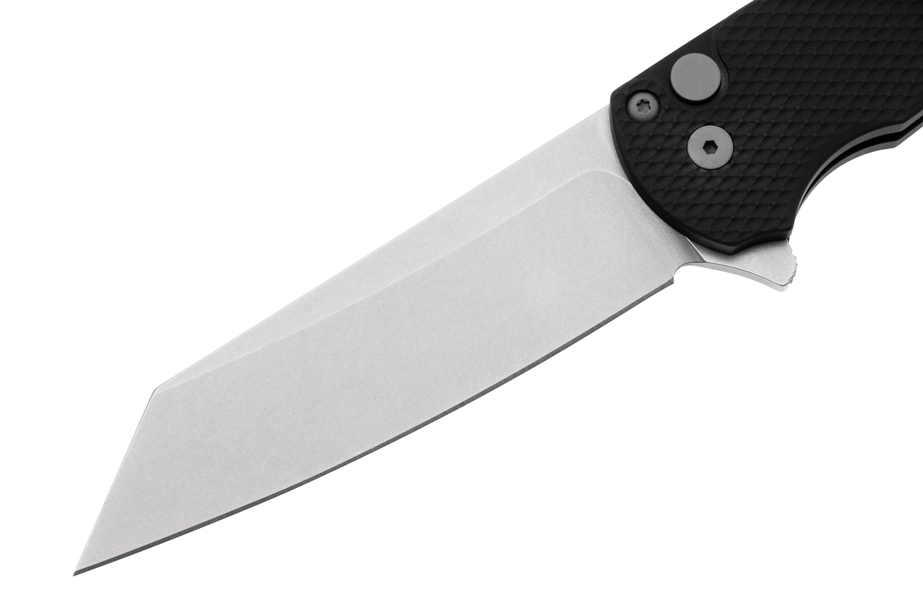 Pro-Tech Malibu 5405 Stonewash MagnaCut Reverse Tanto, Textured Black Aluminum, pocket knife ...