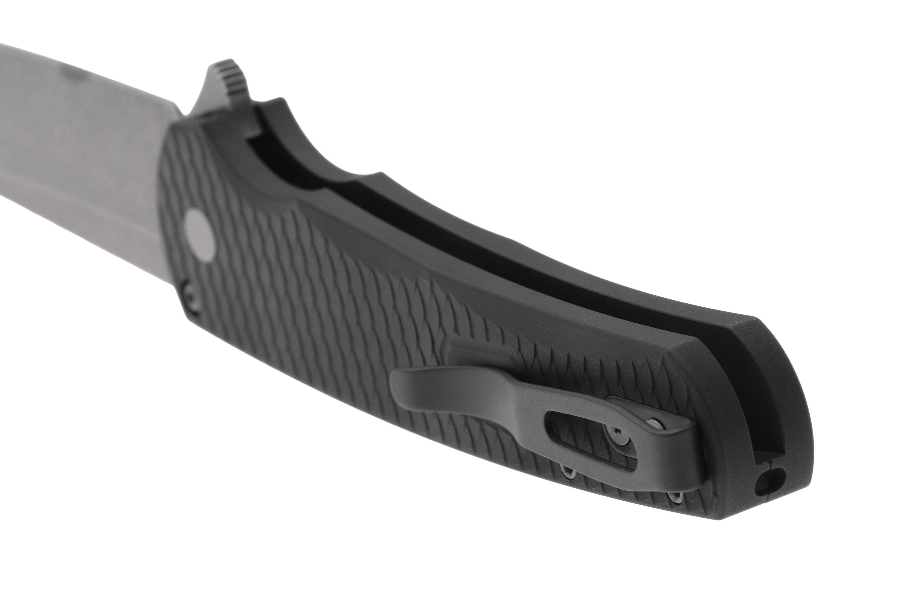 Pro-Tech Malibu 5435-AW, Black Acid Wash CPM MagnaCut Reverse Tanto, Black Aluminum Dragon Scale ...