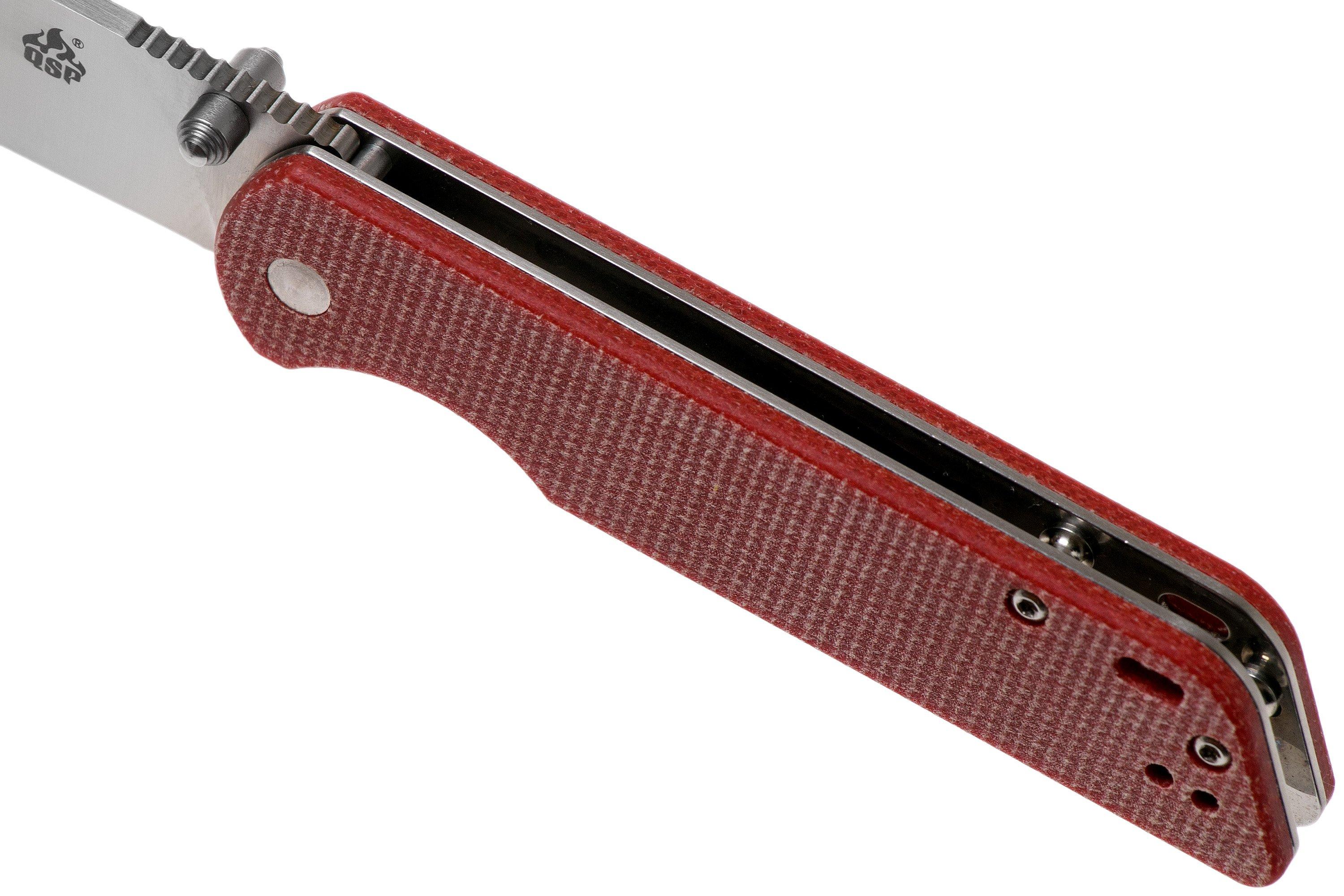 QSP Knife Parrot V2 QS102-E Red Micarta, zakmes | Voordelig kopen bij knivesandtools.be