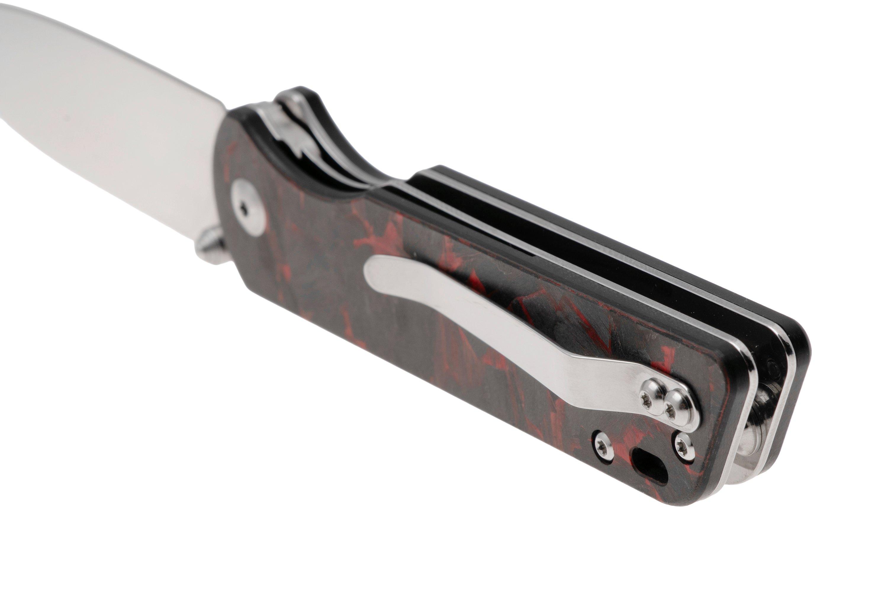 QSP Knife Parrot V2 QS102-I Satin D2, G10 Shredded Carbon Overlay ...