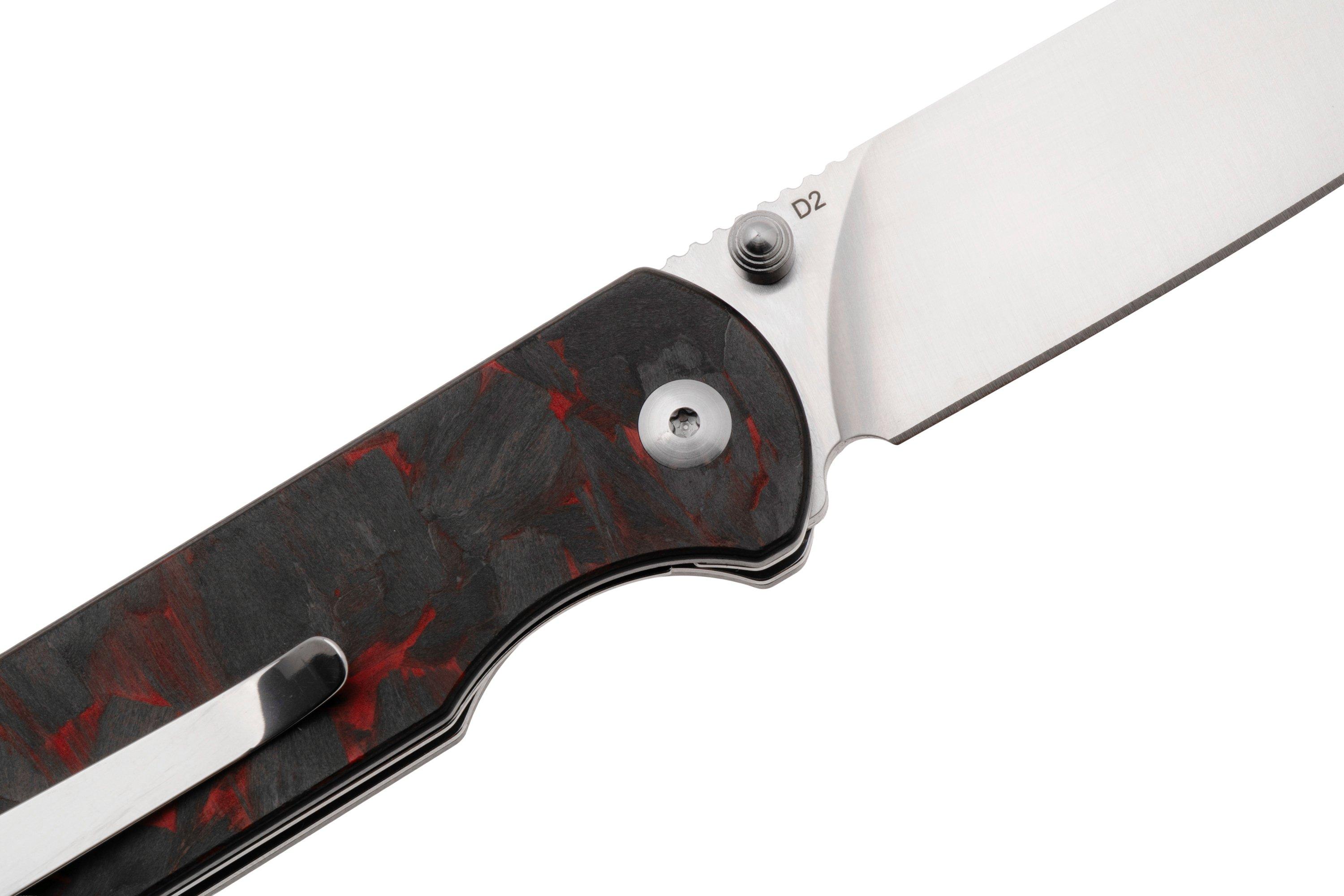 QSP Knife Parrot V2 QS102-I Satin D2, G10 Shredded Carbon Overlay ...