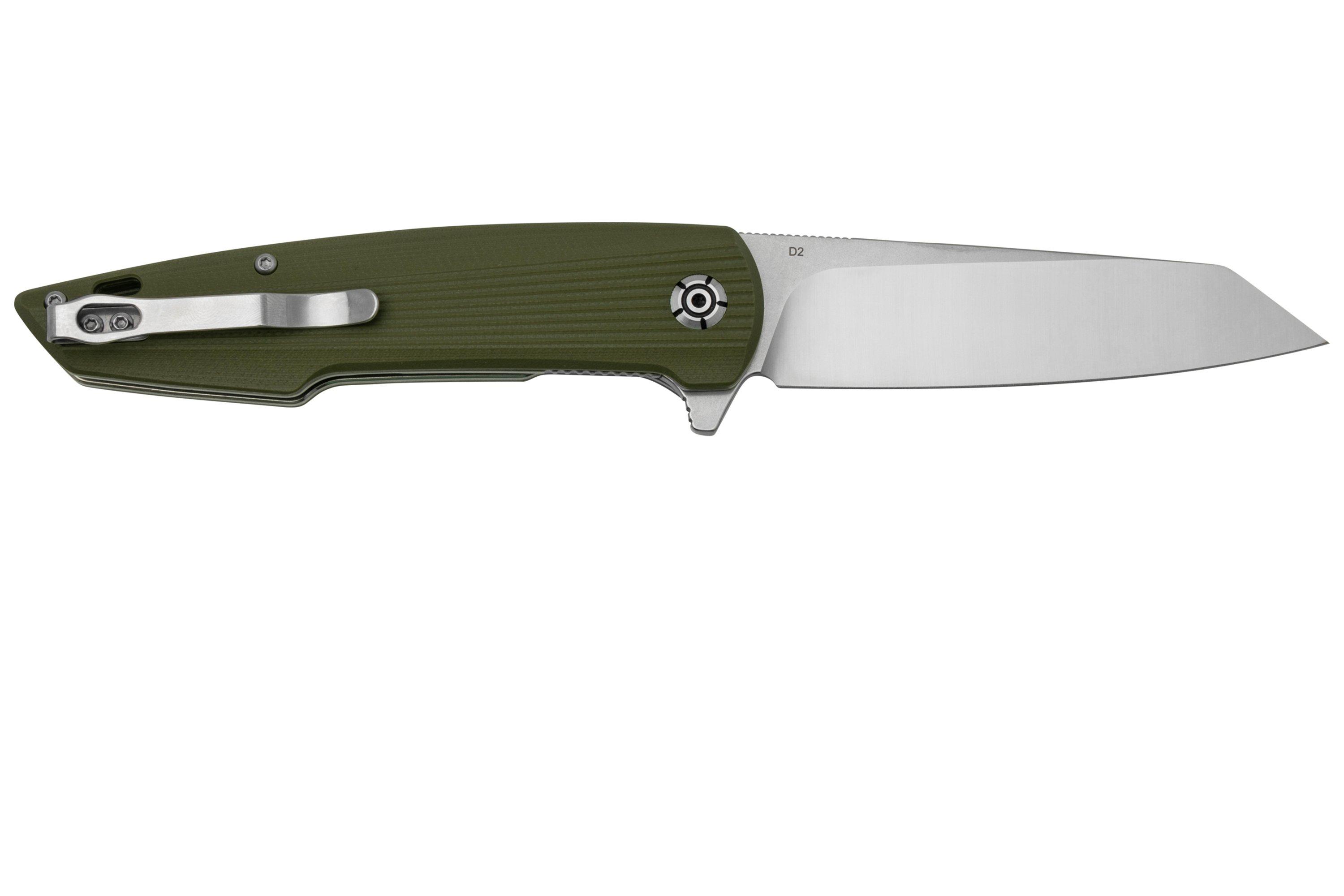 QSP Knife Phoenix QS108-B1 Satin D2, Green G10, zakmes | Voordelig ...