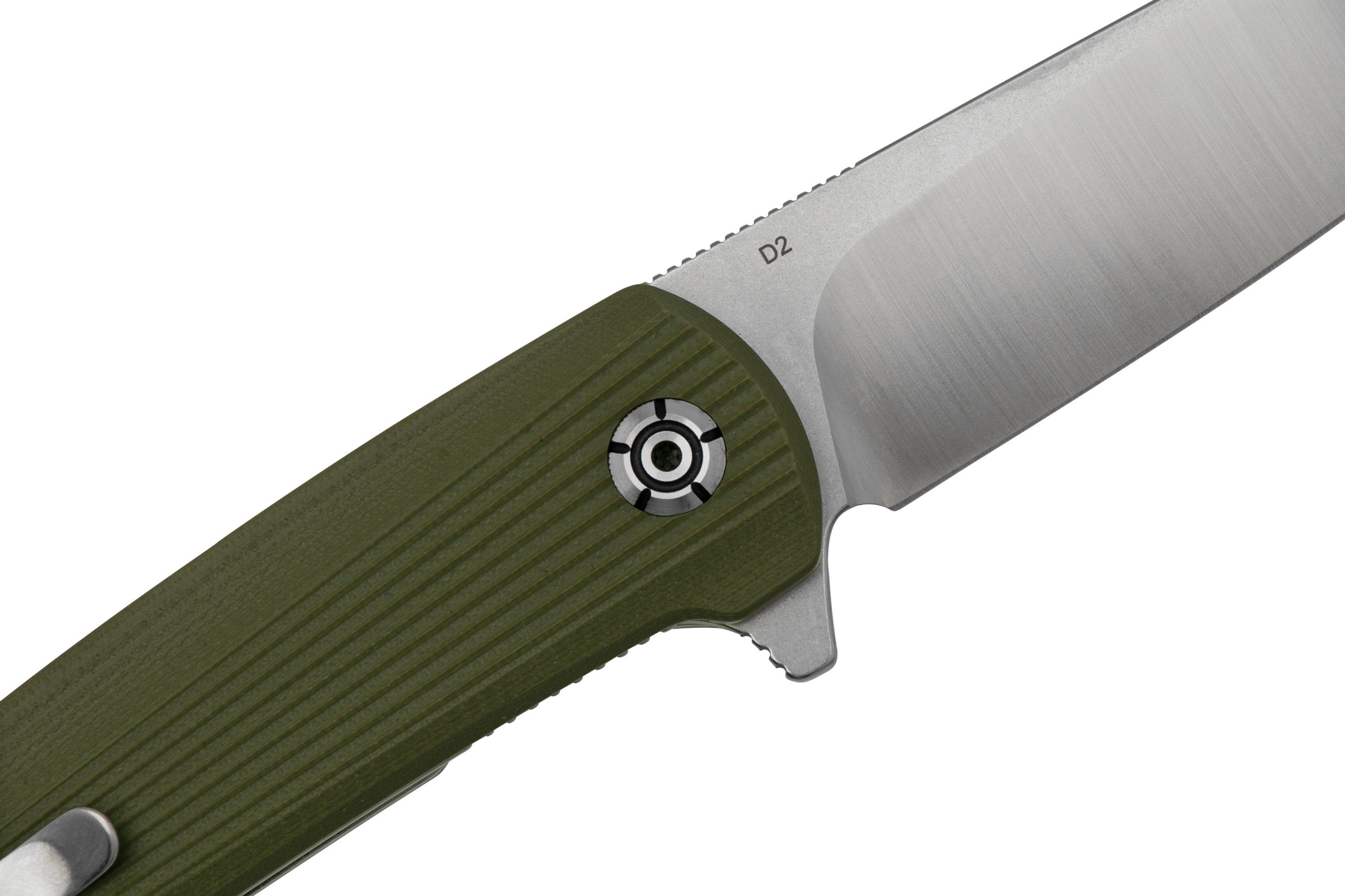 QSP Knife Phoenix QS108-B1 Satin D2, Green G10, pocket knife ...