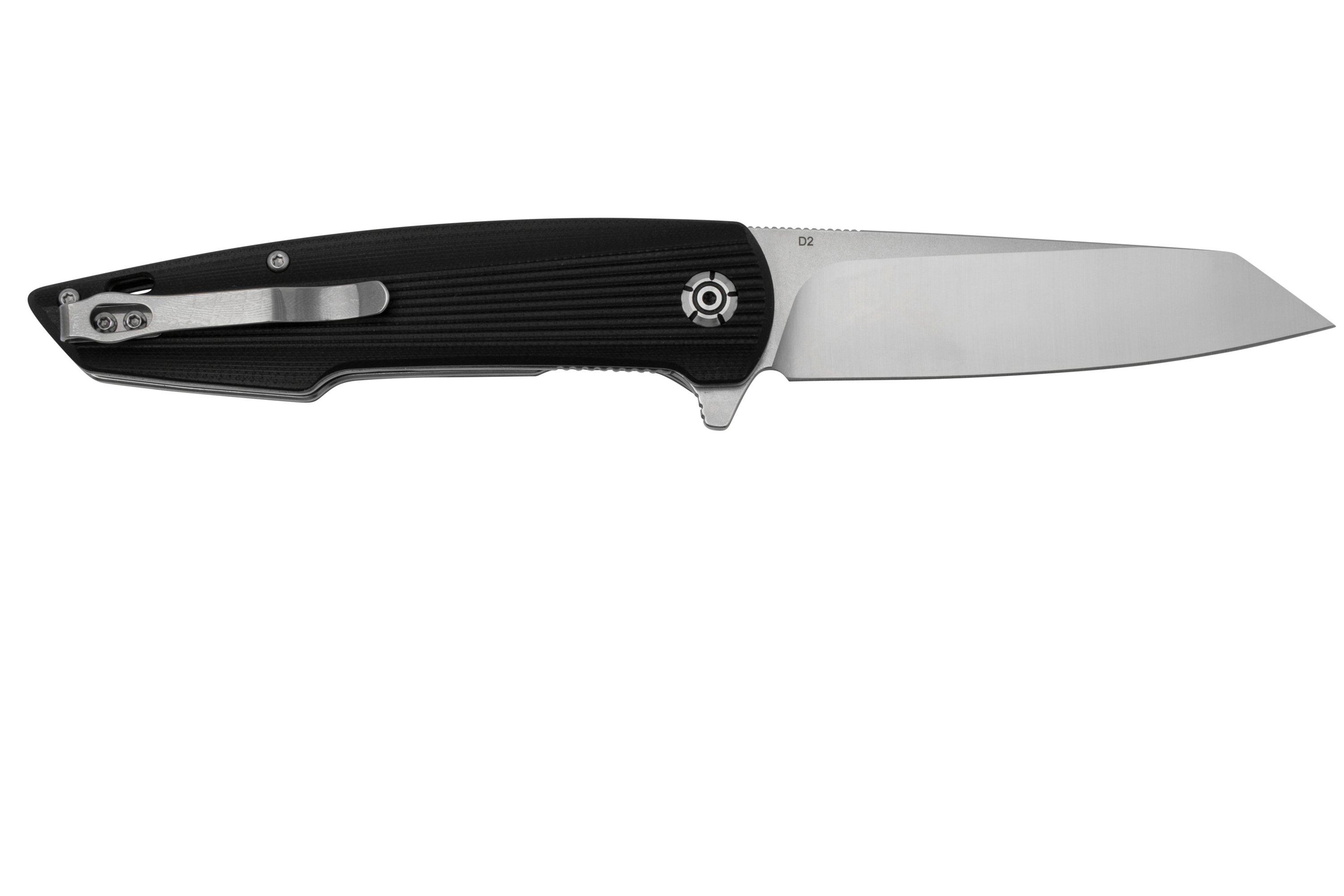 QSP Knife Phoenix QS108-C1, Satin D2, Black G10, pocket knife ...