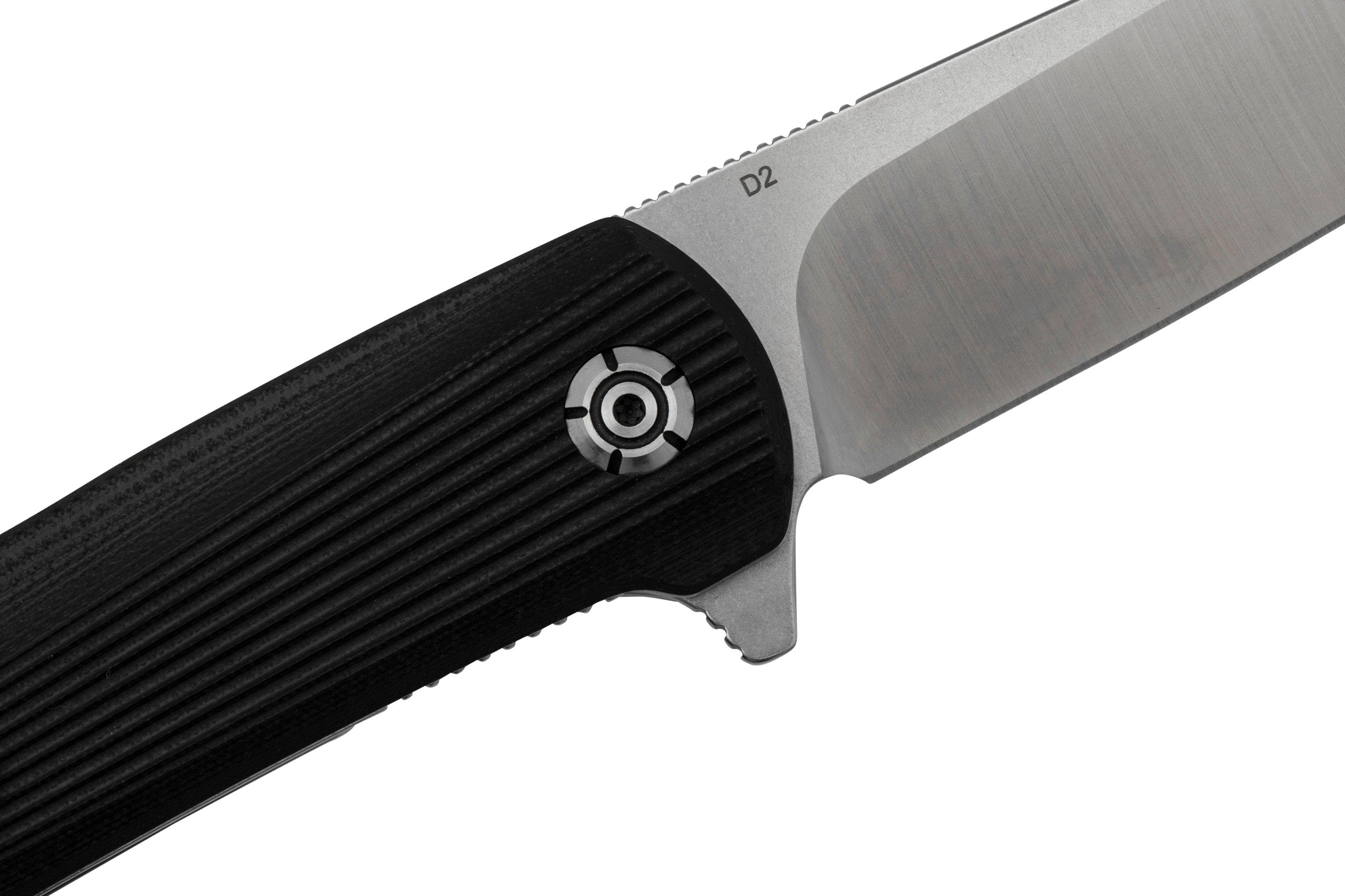 QSP Knife Phoenix QS108-C1, Satin D2, Black G10, pocket knife ...