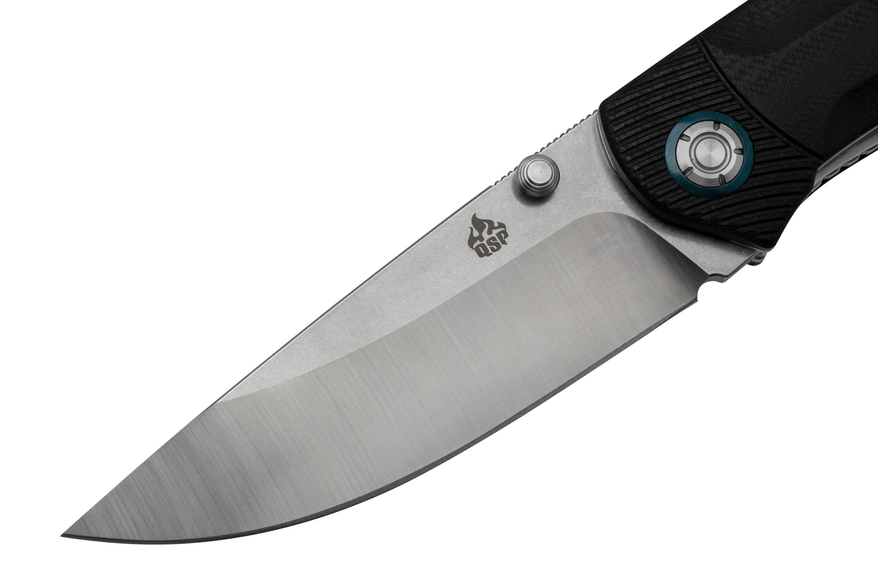 QSP Knife Copperhead QS109-A1, Stonewashed Satin, Black G-10, pocket ...