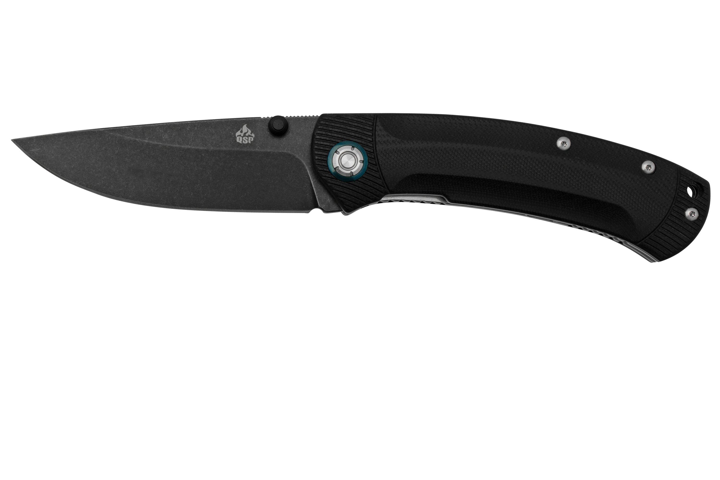 QSP Knife Copperhead QS109-A2, Blackwashed, Black G-10, pocket knife ...
