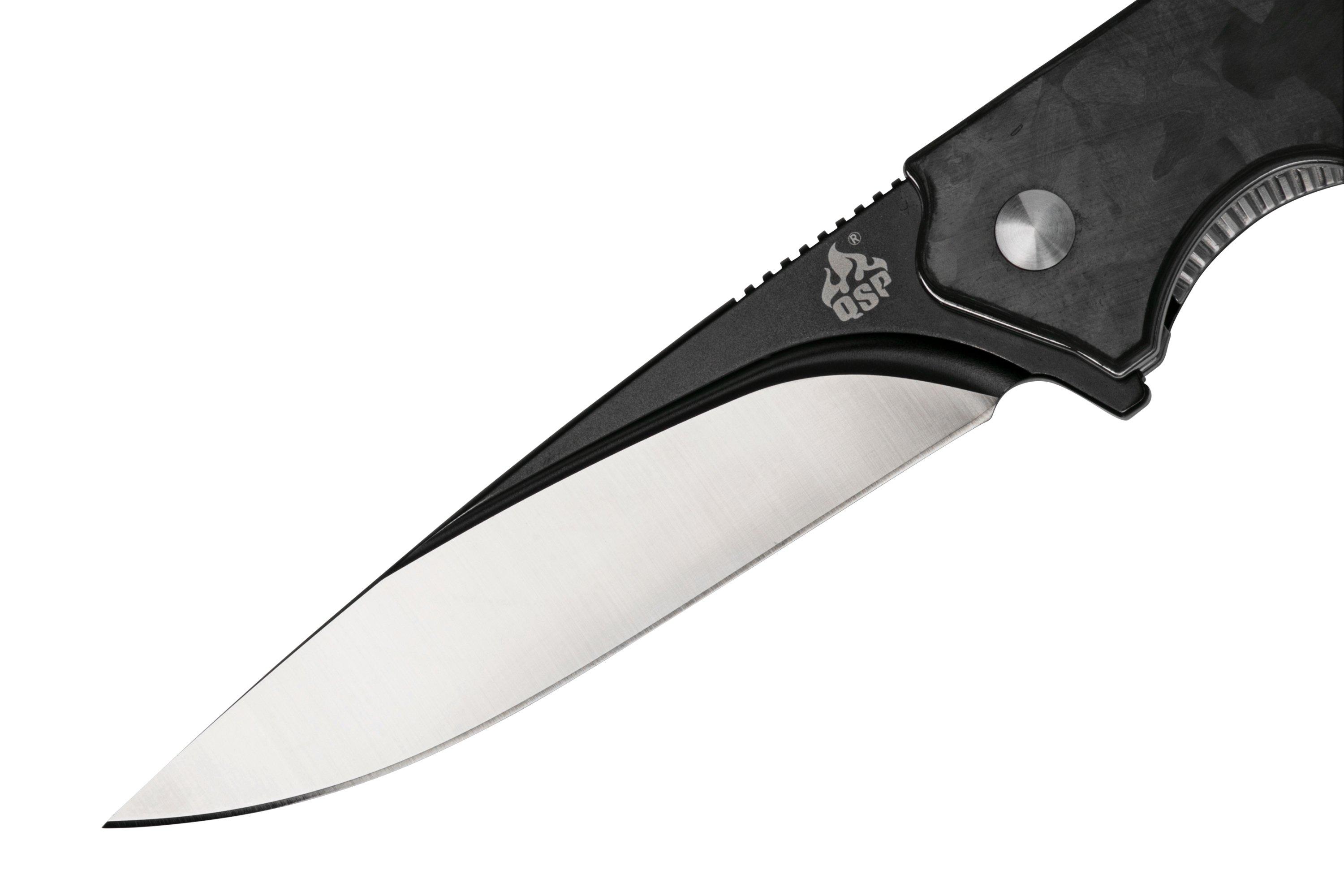 QSP Knife Mamba QS111-A2 Mamba Shredded Carbon fibre pocket knife ...