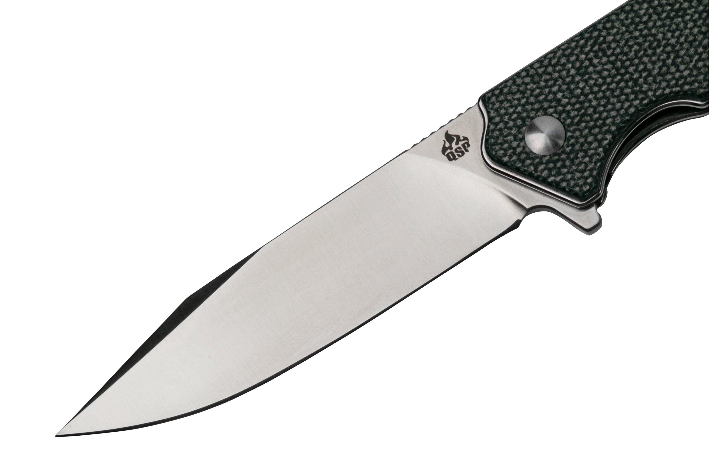 QSP Knife Mamba V2 QS111-H1 Satin, Blue Micarta pocket knife ...