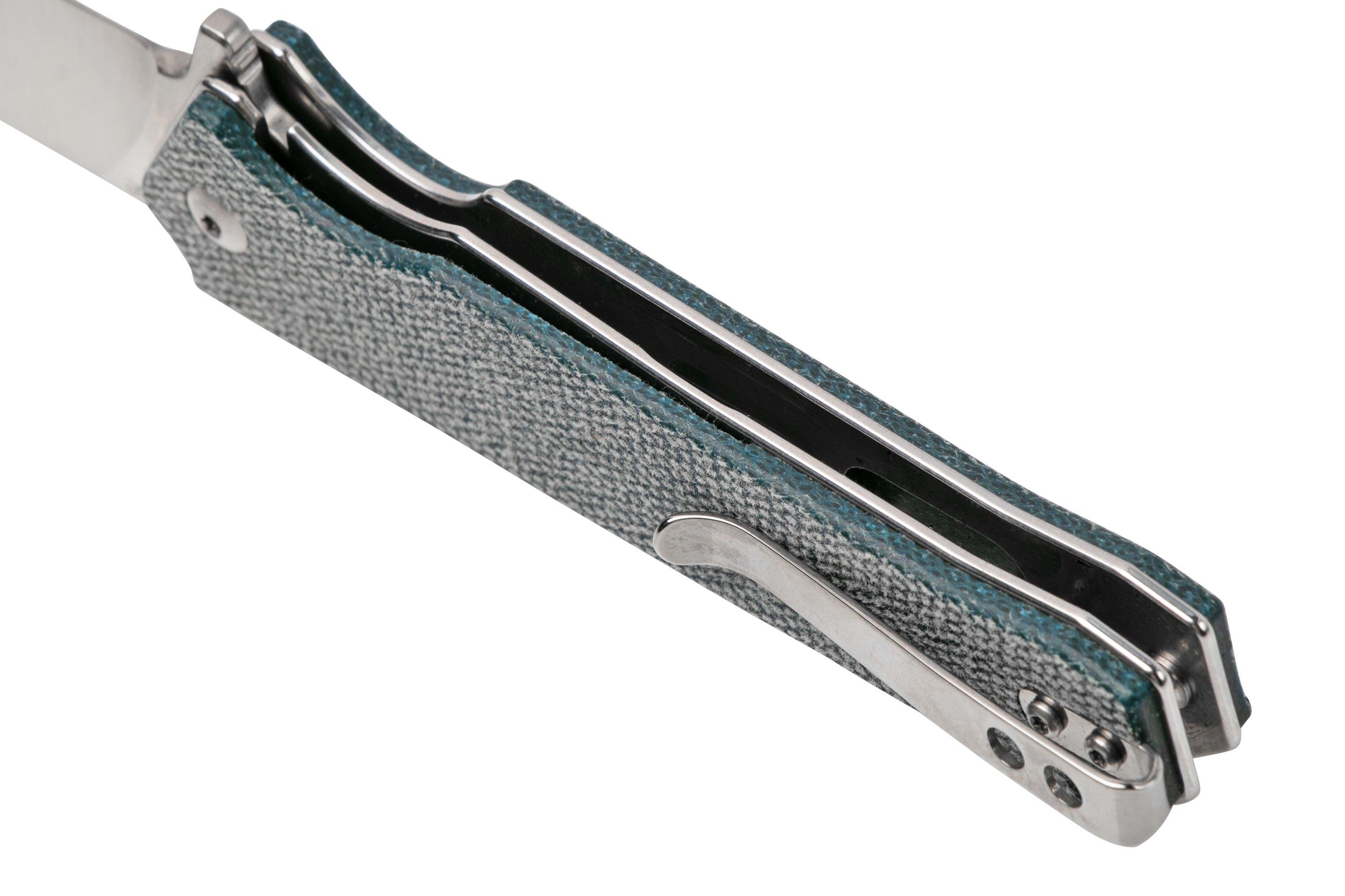 QSP Knife Mamba V2 QS111-H1 Satin, Blue Micarta pocket knife ...