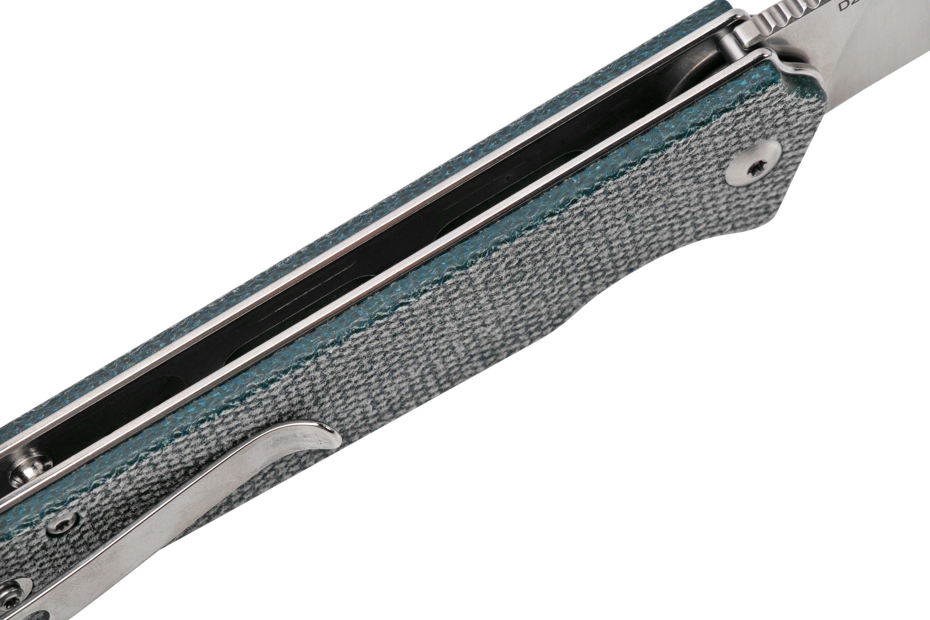 QSP Knife Mamba V2 QS111-H1 Satin, Blue Micarta pocket knife ...