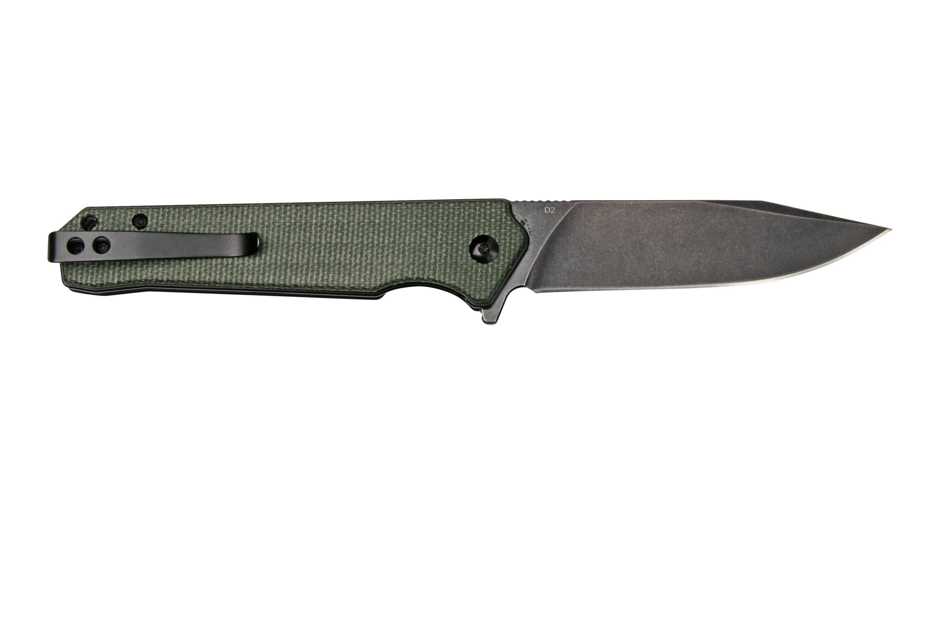 QSP Knife Mamba V2 QS111-I2 Blackwashed, Green Micarta navalha ...