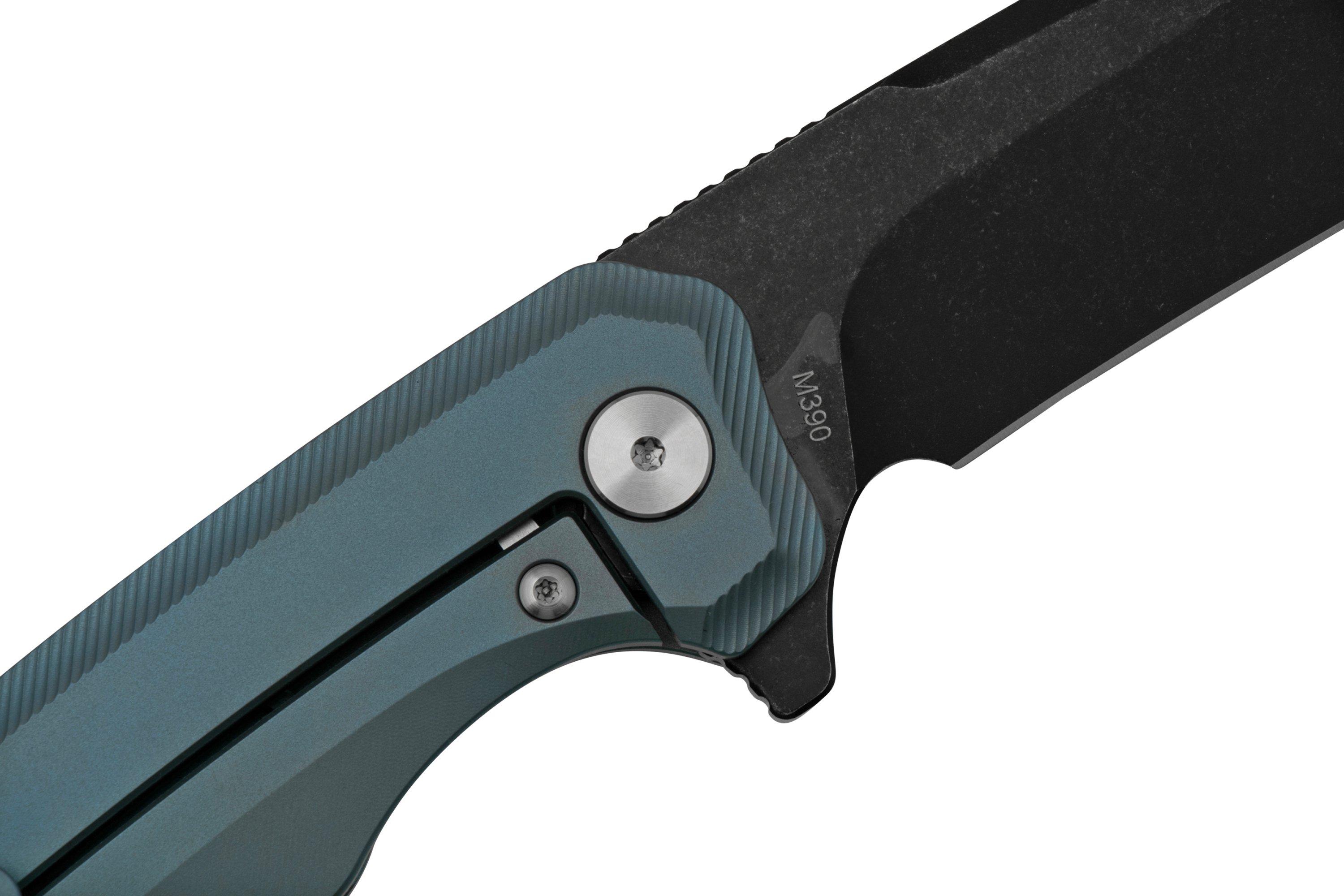QSP Knife Woodpecker QS116-C2II Blackwashed, Blue Titanium, navalha ...