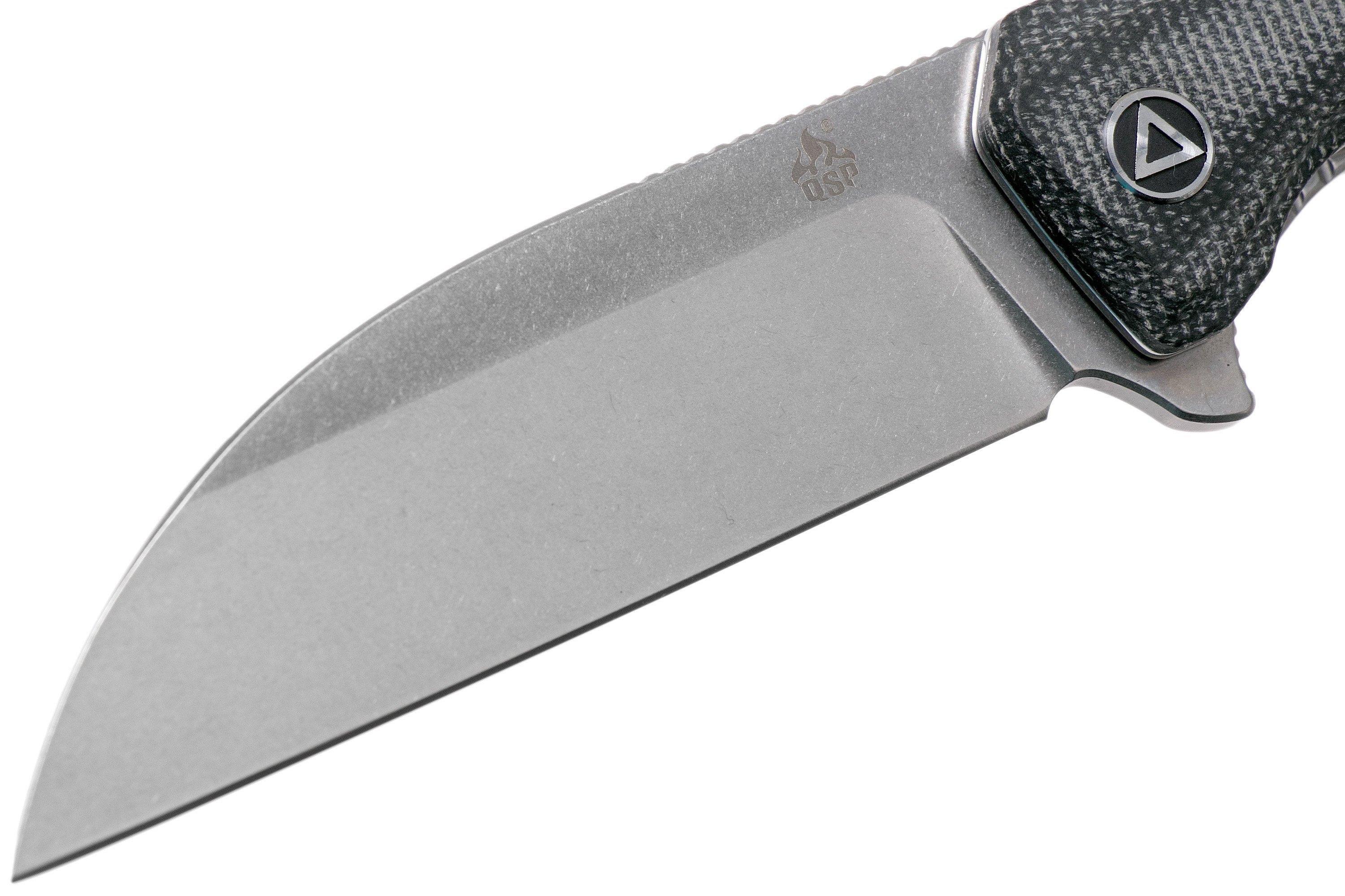 QSP Knife Pelican QS118-D1 Stonewash, Blue Micarta pocket knife ...