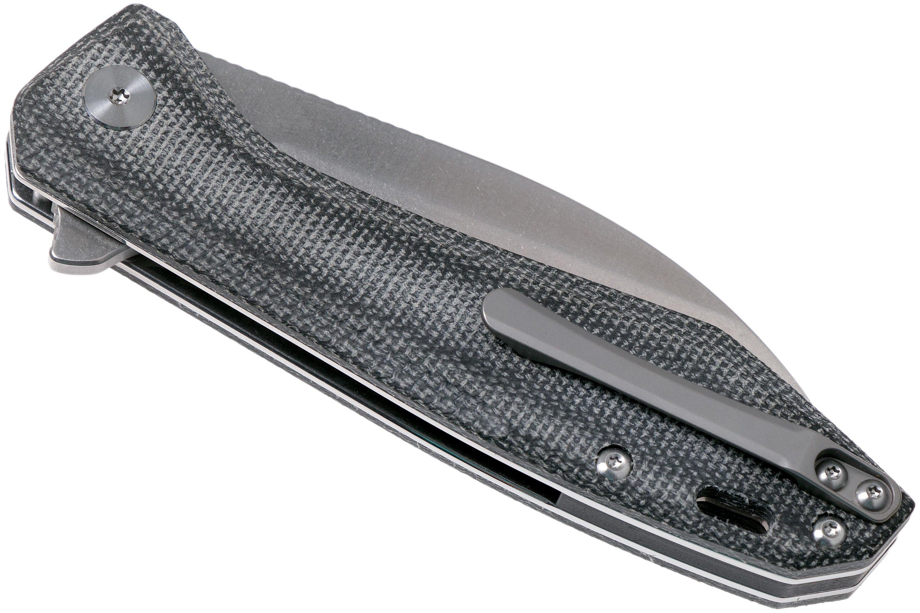 QSP Knife Pelican QS118-D1 Stonewash, Blue Micarta pocket knife ...