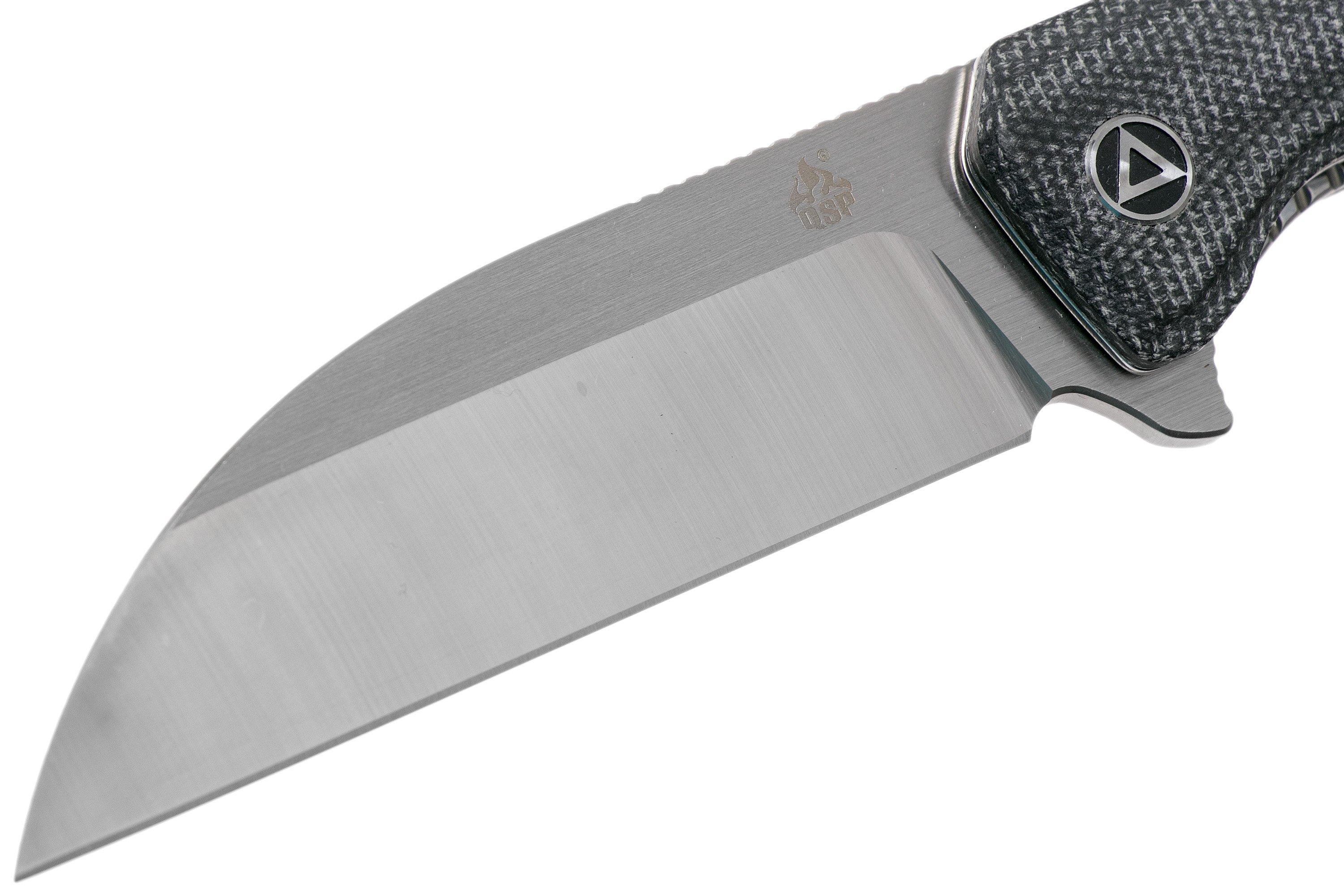 QSP Knife Pelican QS118-D2 Satin, Blue Micarta pocket knife ...