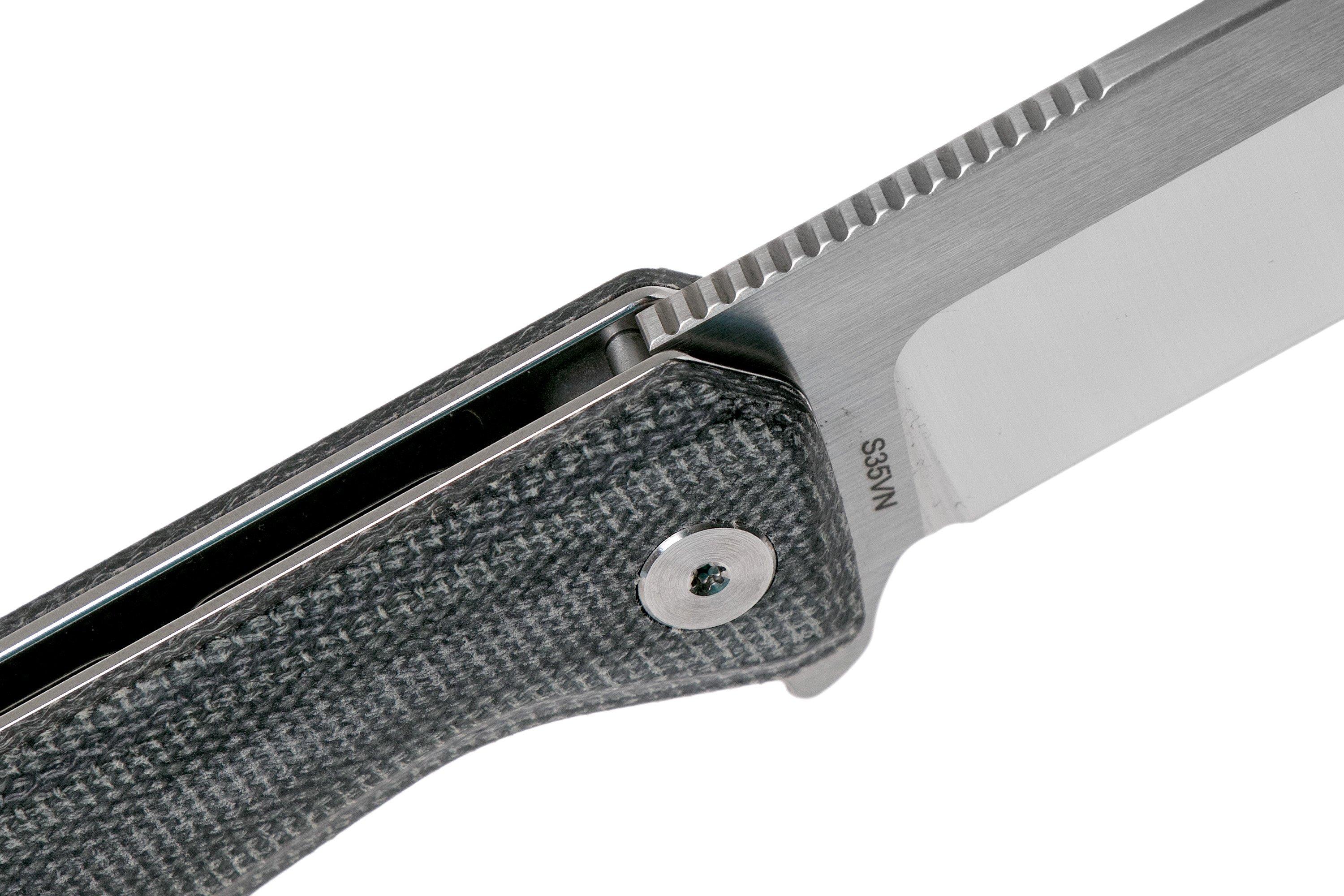 QSP Knife Pelican QS118-D2 Satin, Blue Micarta pocket knife ...