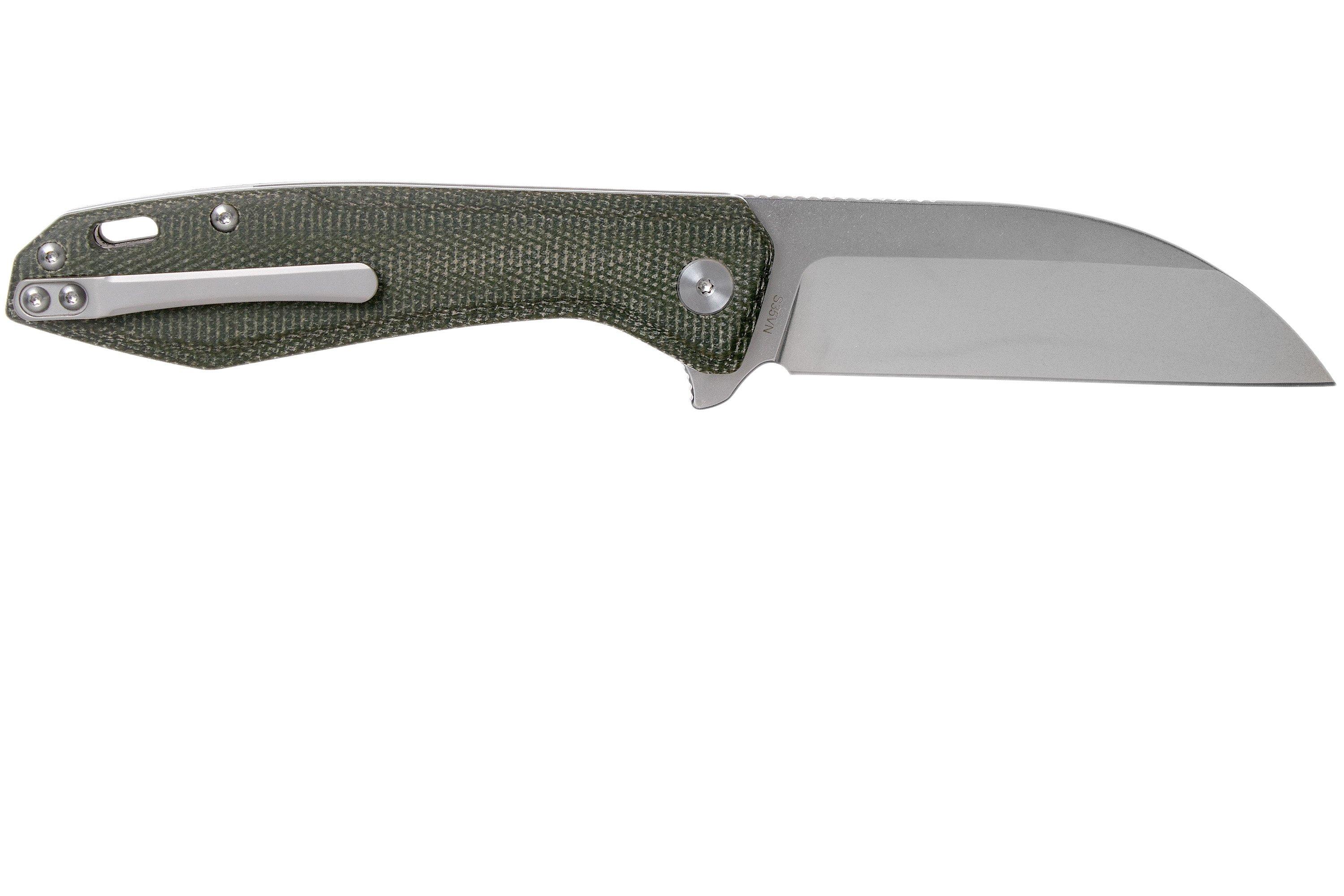 QSP Knife Pelican QS118-E1 Stonewash, Green Micarta zakmes | Voordelig ...