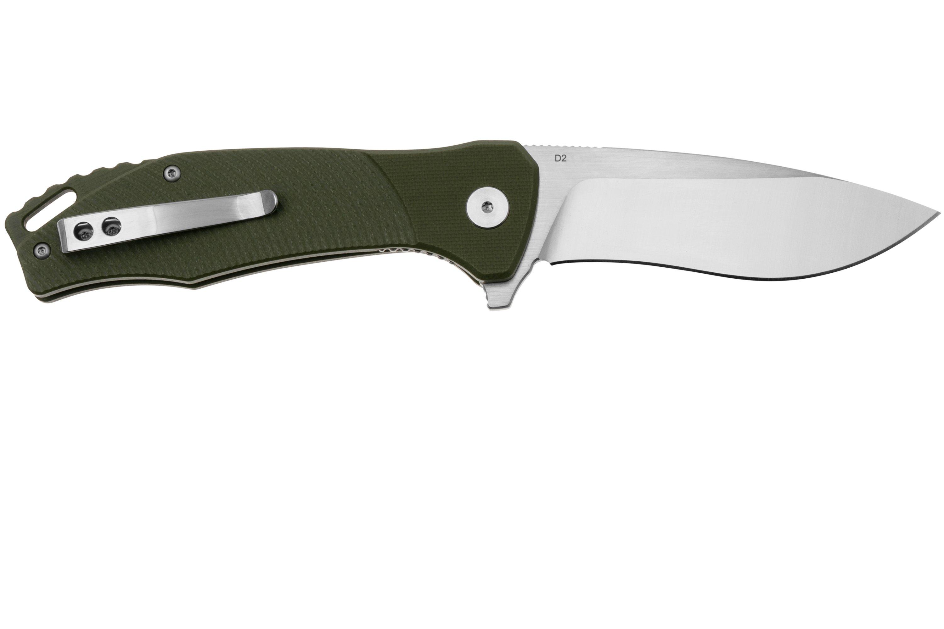 QSP Knife Raven QS122-B1 D2, Green G10, pocket knife | Advantageously ...