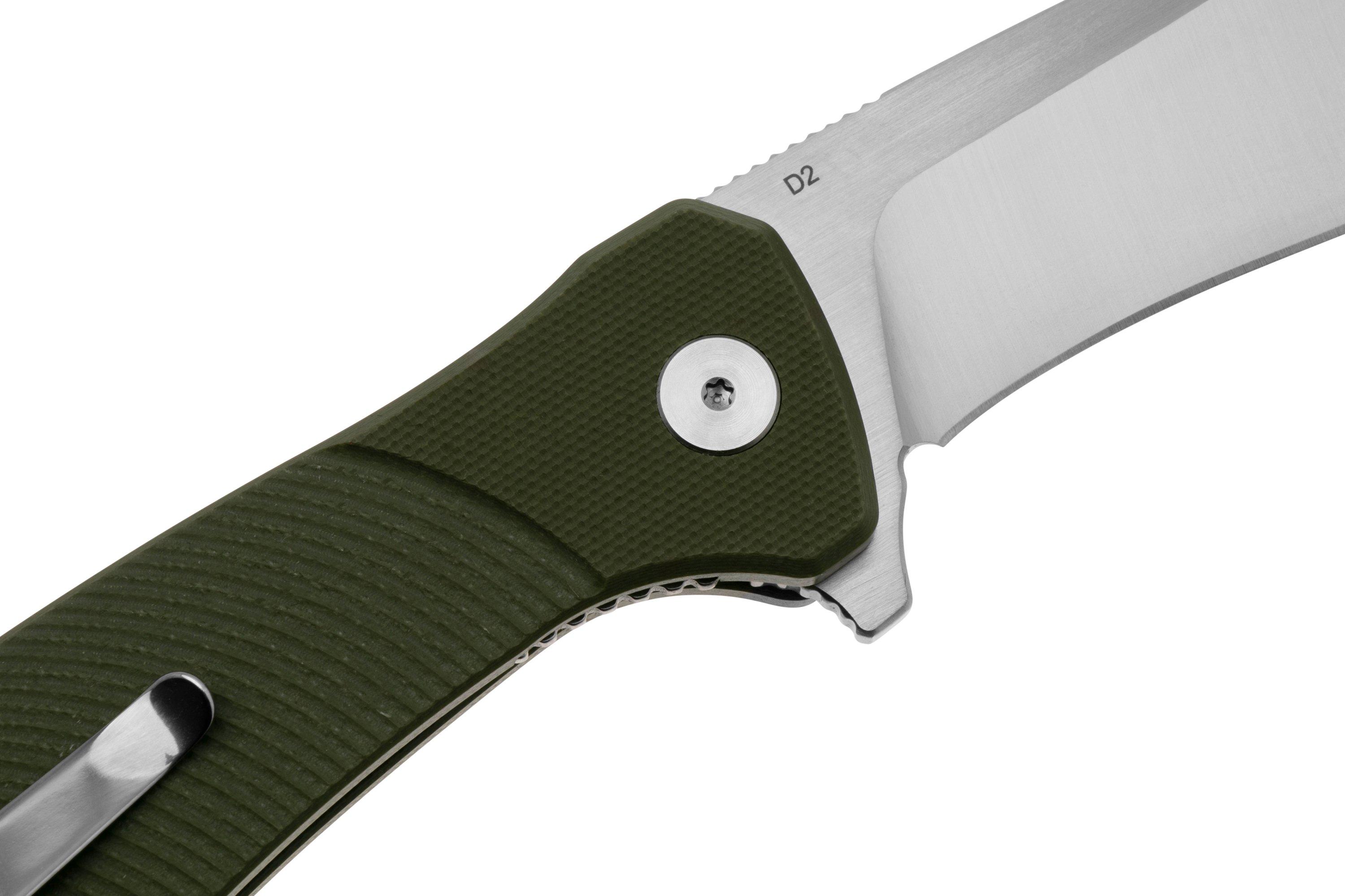 QSP Knife Raven QS122-B1 D2, Green G10, pocket knife | Advantageously ...