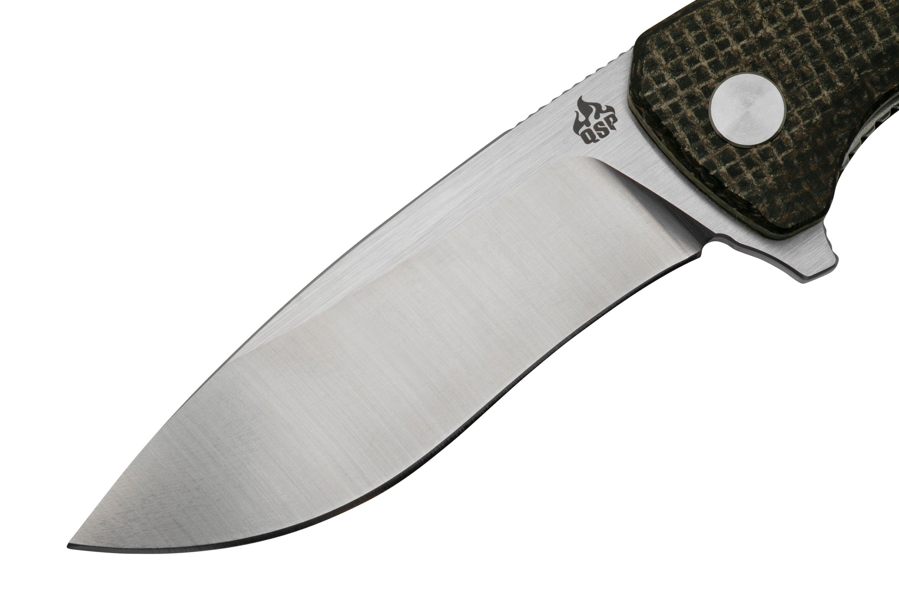 QSP Knife Raven QS122-D1 Rough Brown Micarta, Satin, pocket knife ...
