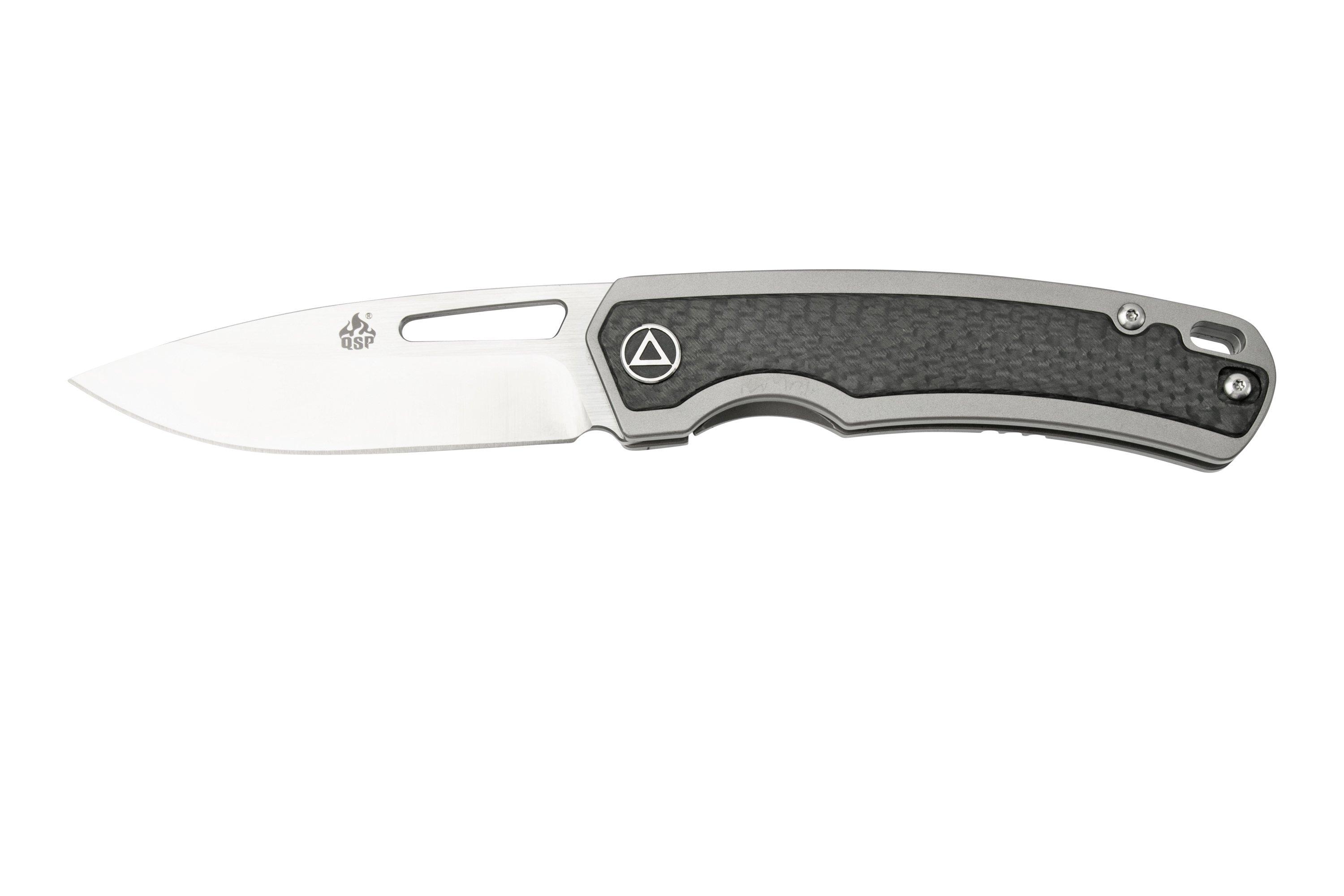 QSP Knife Puffin QS127-B Titanium Carbon fibre pocket knife ...